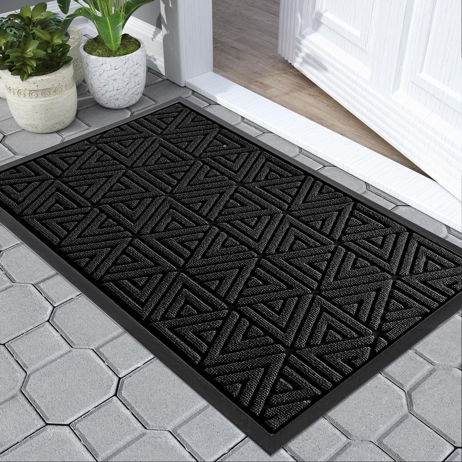 COLOR&GEOMETRY Door Mats Outdoor Heavy Duty, Dirt Trapper Outside Door ...