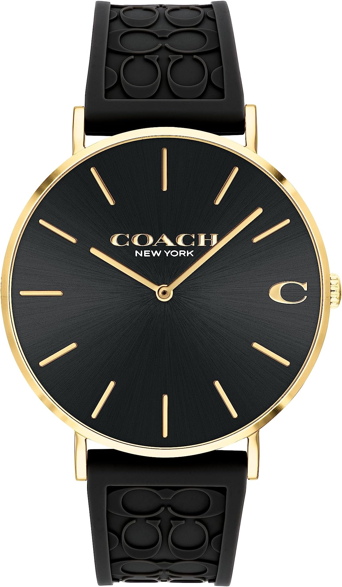 Amazon.co.jp: コーチ チャールズ 41mm GP ブラック シグネチャー C シリコン ストラップ : ファッション