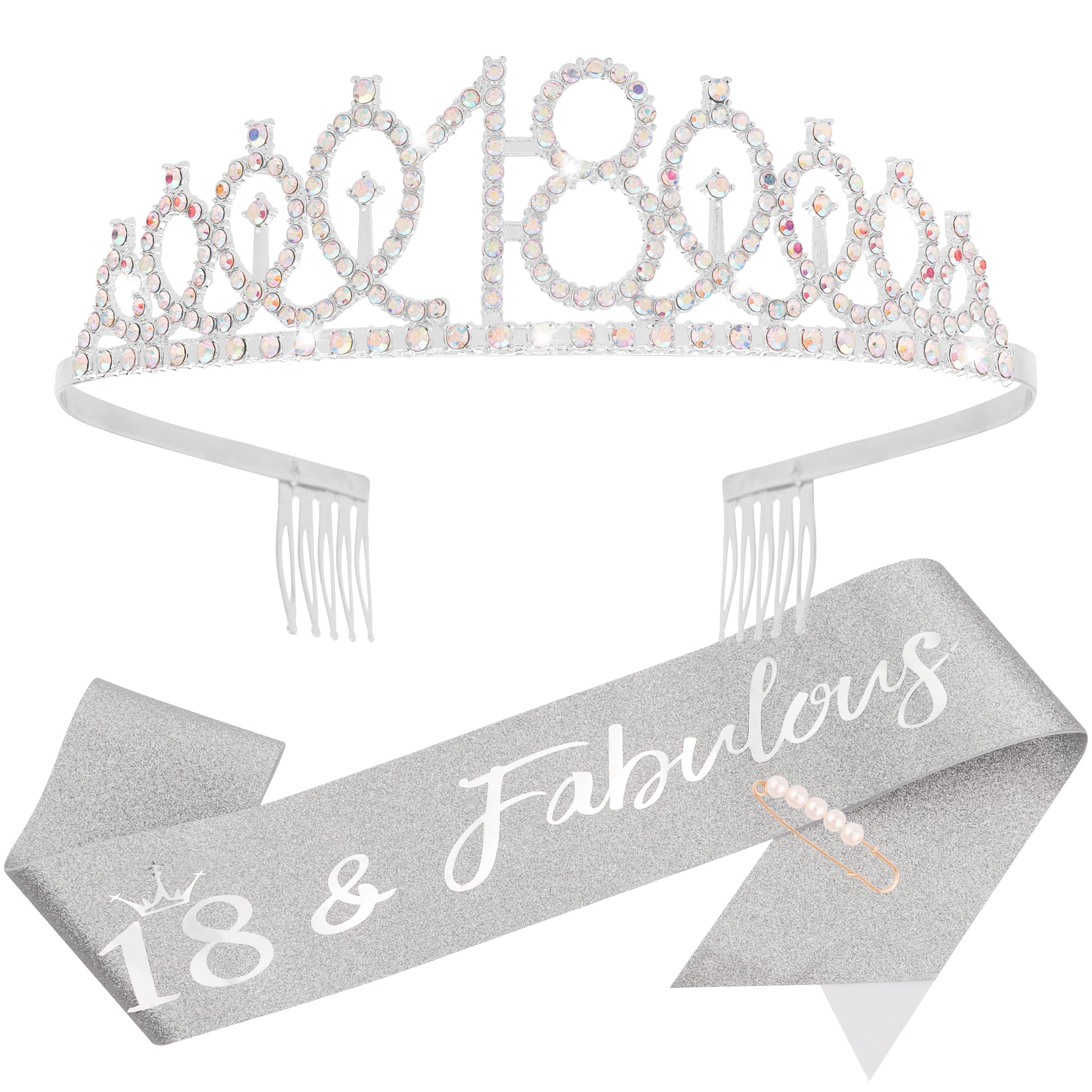 Amazon.com : Vovii 18th Birthday Decorations for Girls 18th Silver ...