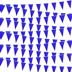 Amazon.com: 100 Ft Dark Blue Pennant Banners String 60 Pcs Hanging DIY ...