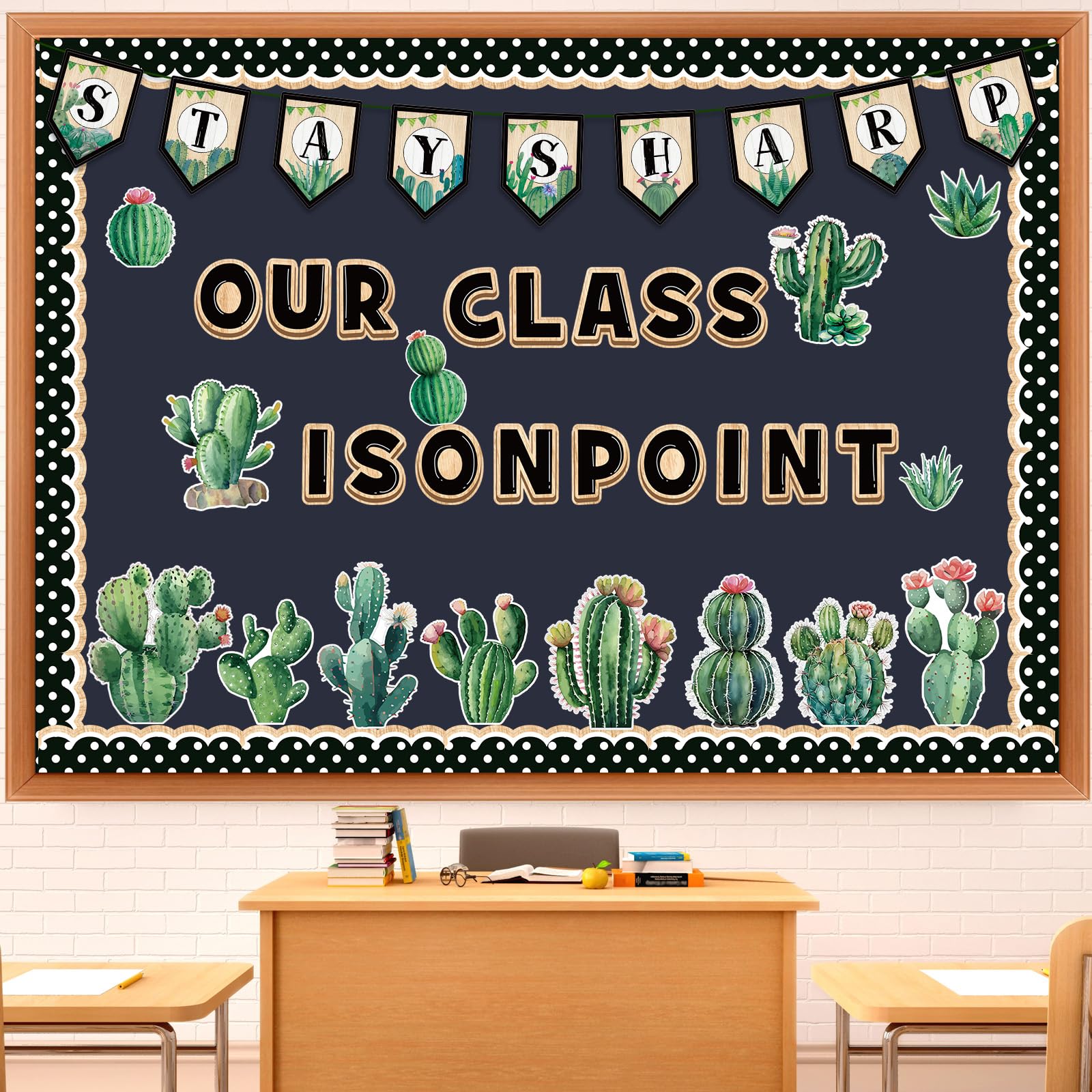 Snapklik.com : 64 Pcs Cactus Bulletin Board Set Greenery Classroom ...