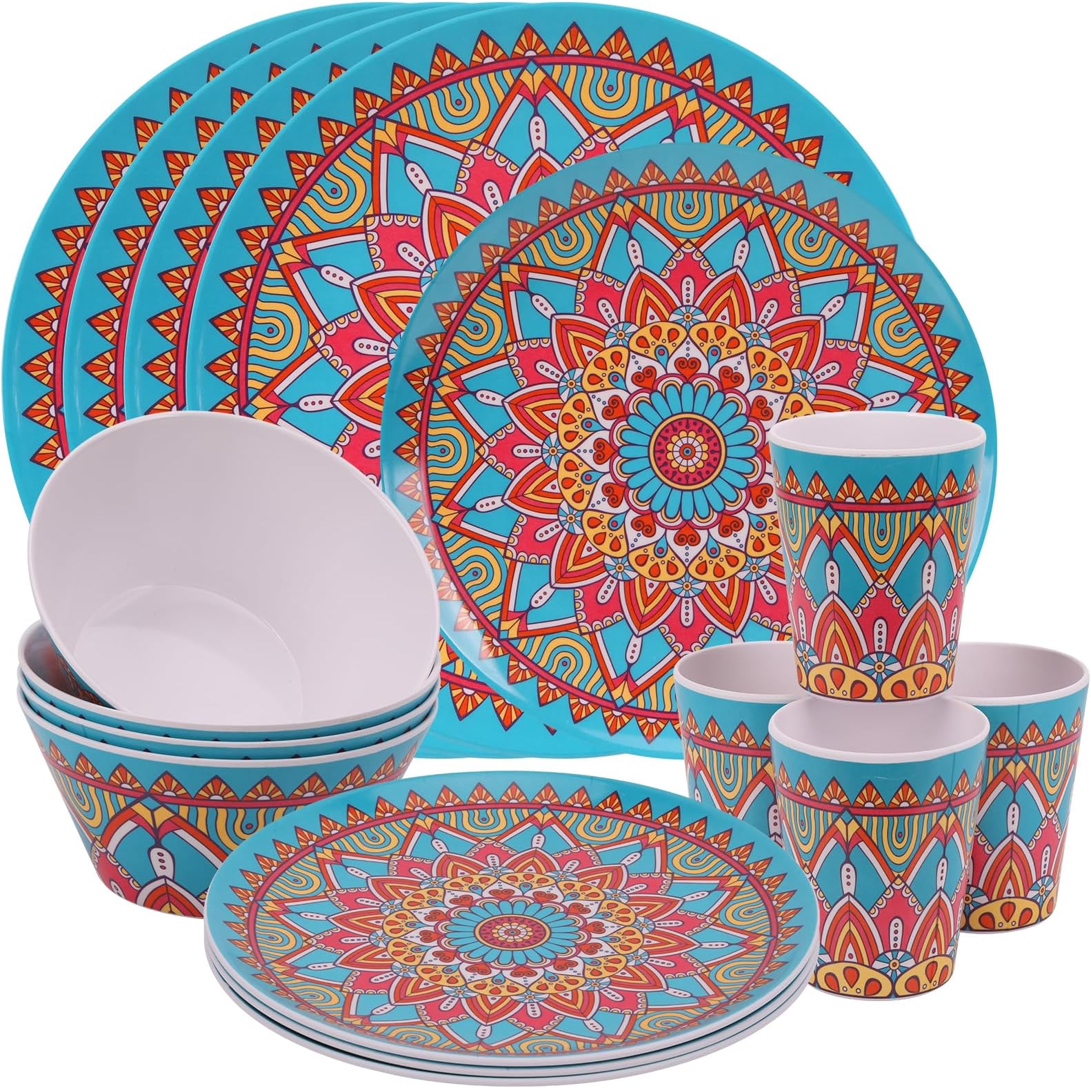 OLPRO Melamine Dinnerware Set, Camping/Picnic/Barbecue Dinner Set ...