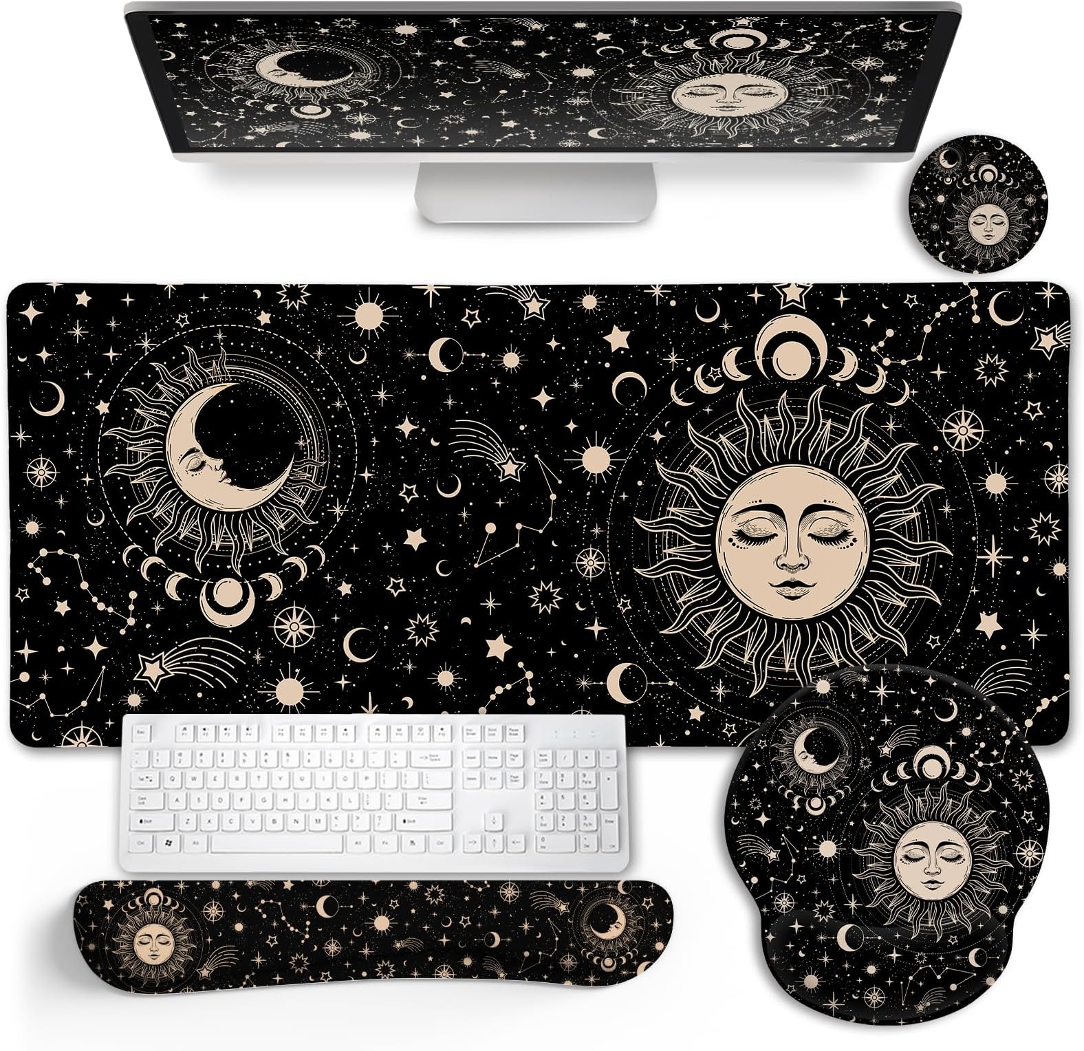 Amazon.com: LIMKRIAN Sun Moon Mouse Pad Set Desk Mat Pad, XXL Large ...