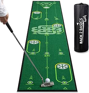 Amazon | BACK2BASICSGOLF パターマット パター練習マット パター練習器具 【全英覇者コーチ監修x高速グリーンx距離感x方向性xインパクト向上x3mxガイドブック付きx ...