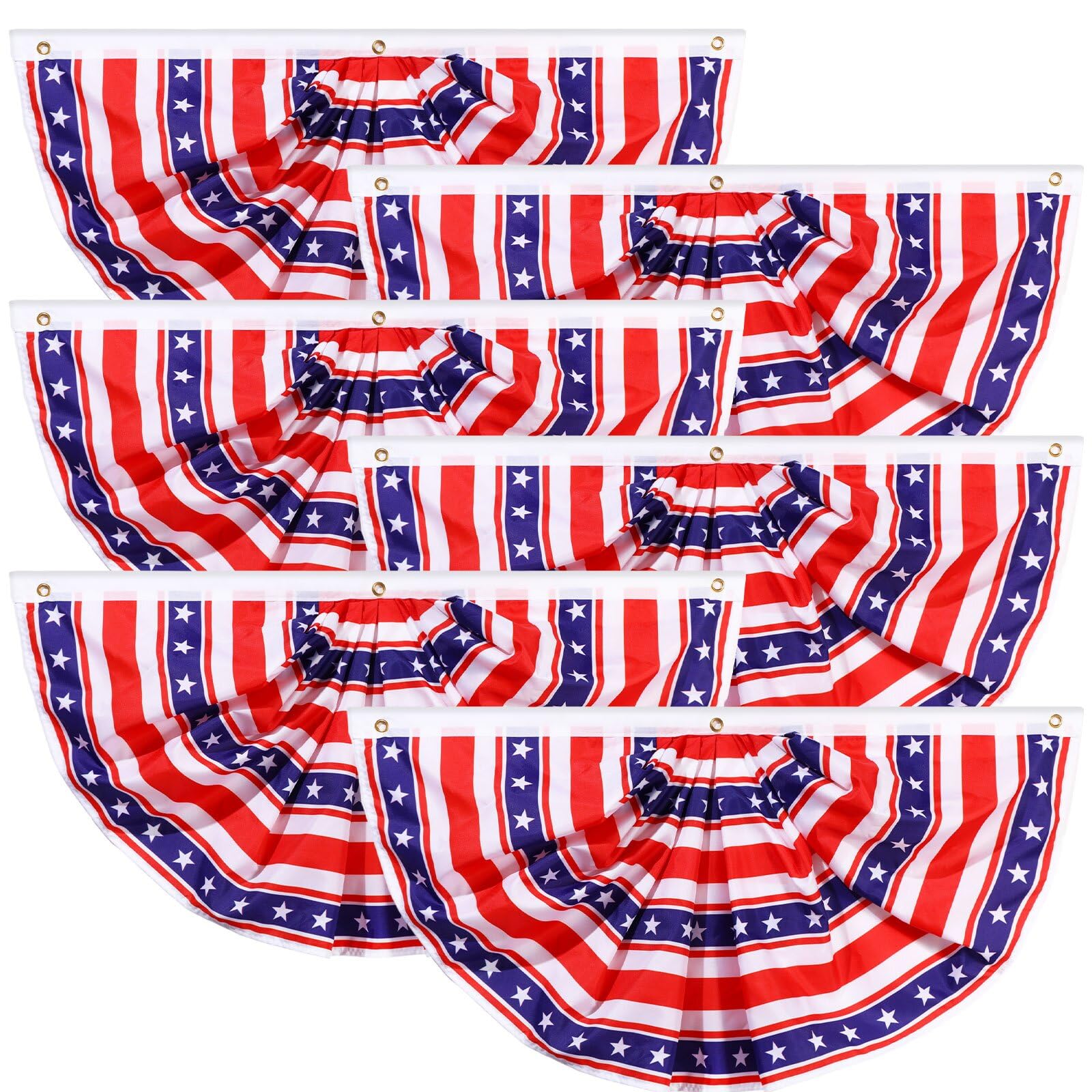 6 Pcs American Flag Bunting 3 x 1.5 ft Patriotic Bunting Outdoor ...