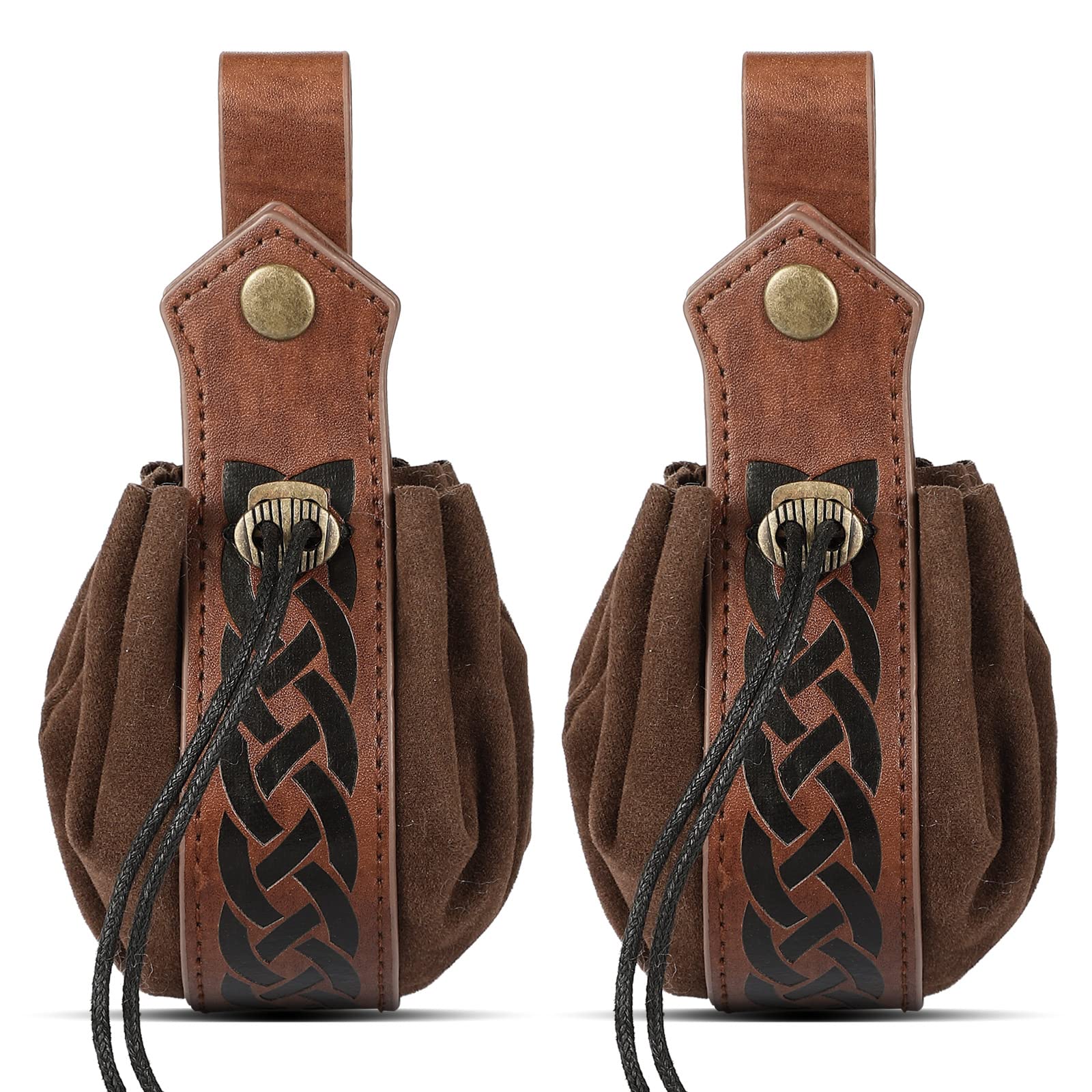 Amazon.com | 2 Pcs Medieval Faux Leather Pouch Portable Drawstring ...
