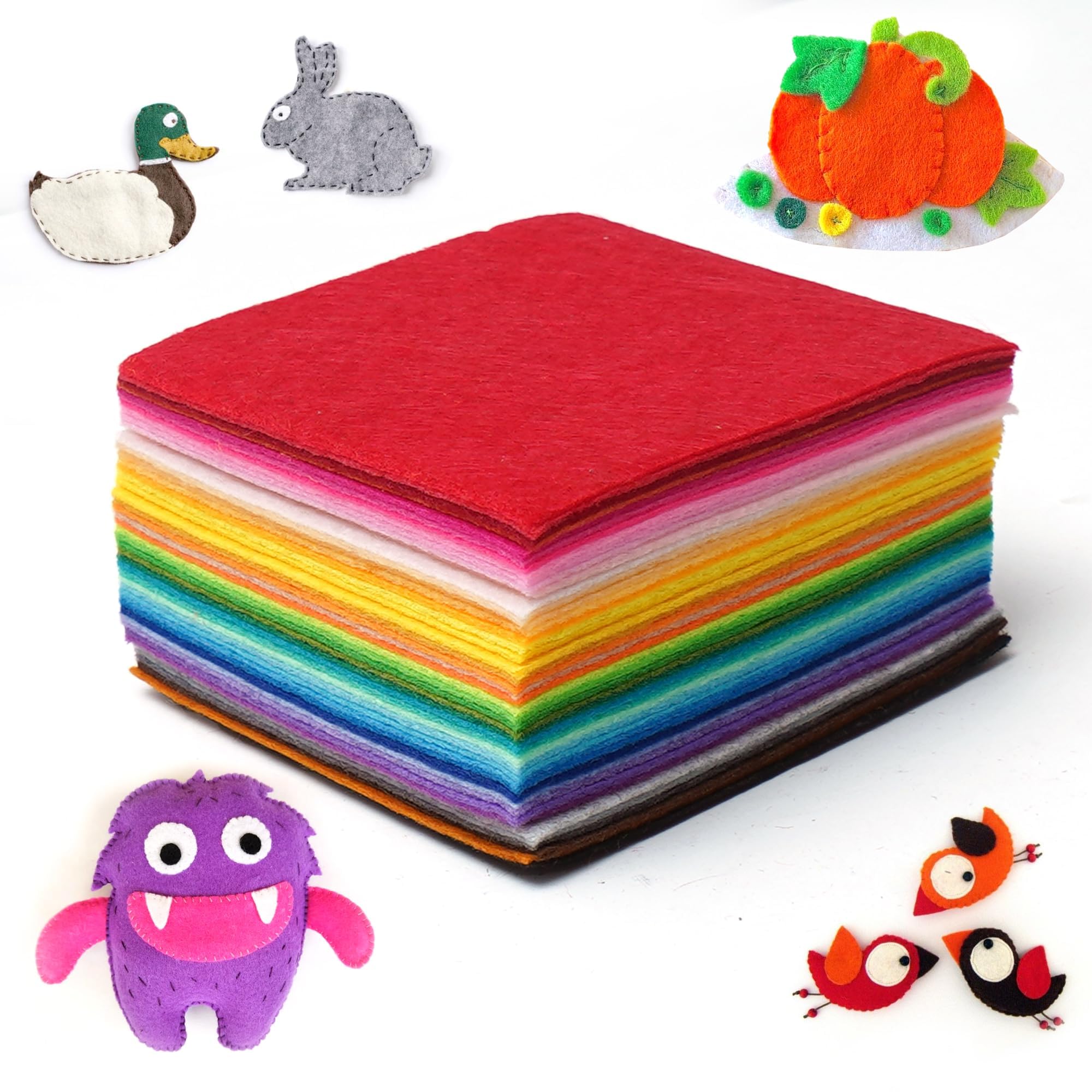 Amazon.com: 50 Pcs Felt Sheets for Crafts, 4x4 inch Multi Colored Felt ...
