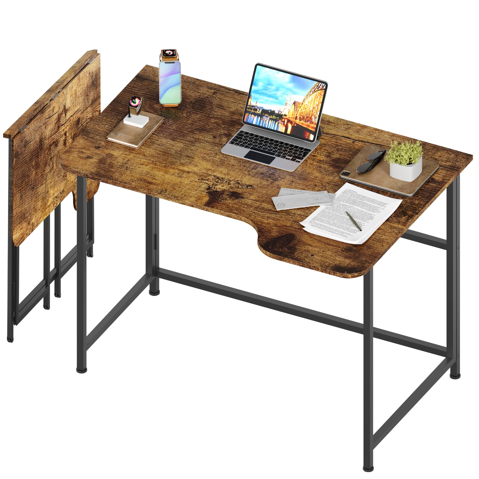 Amazon.com: 4NM 35.4" Small L Shaped Desk, Folding Computer Desk Home ...