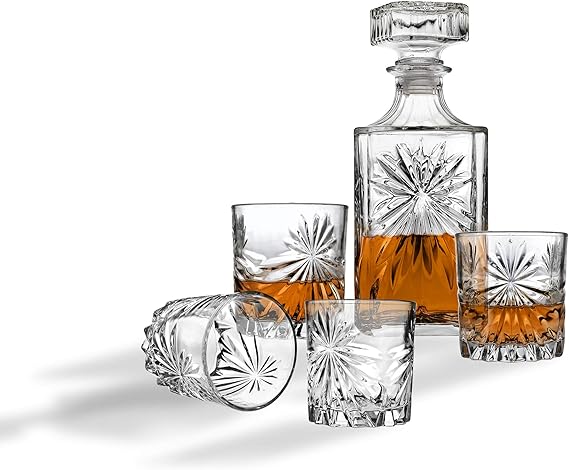 Amazon.com | Whiskey Decanter And Glasses Bar Set, Includes Whisky ...