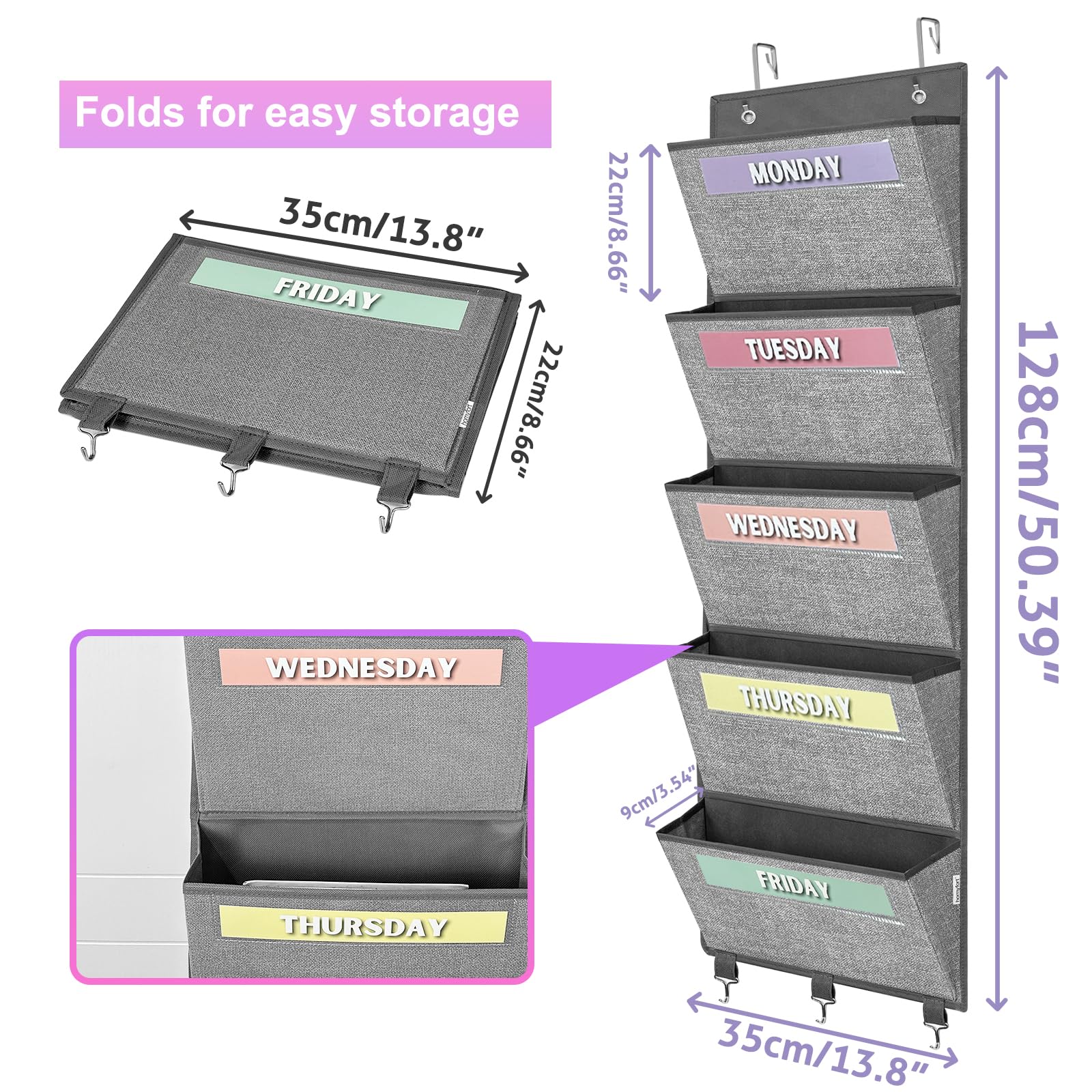 Snapklik.com : Homyfort Over The Door Hanging File Organizer, Weekly ...
