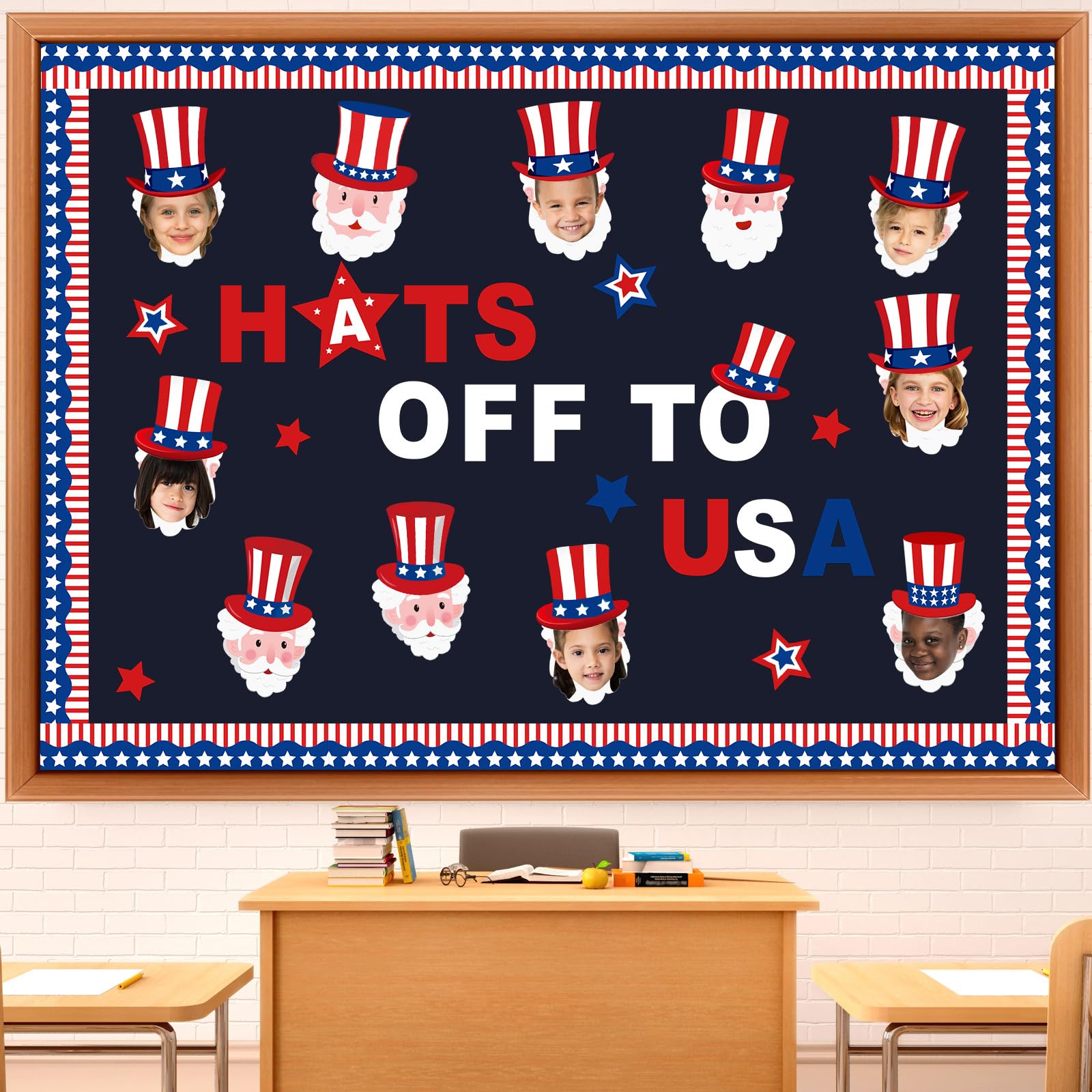 Amazon.com : Harloon 68 Pcs 4th of July Bulletin Board Decorations Hats ...