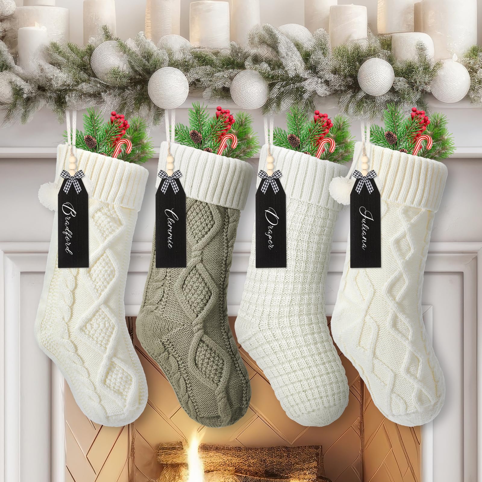 Amazon.com: Personalized Christmas Stockings 4 Pack Christmas Stockings ...