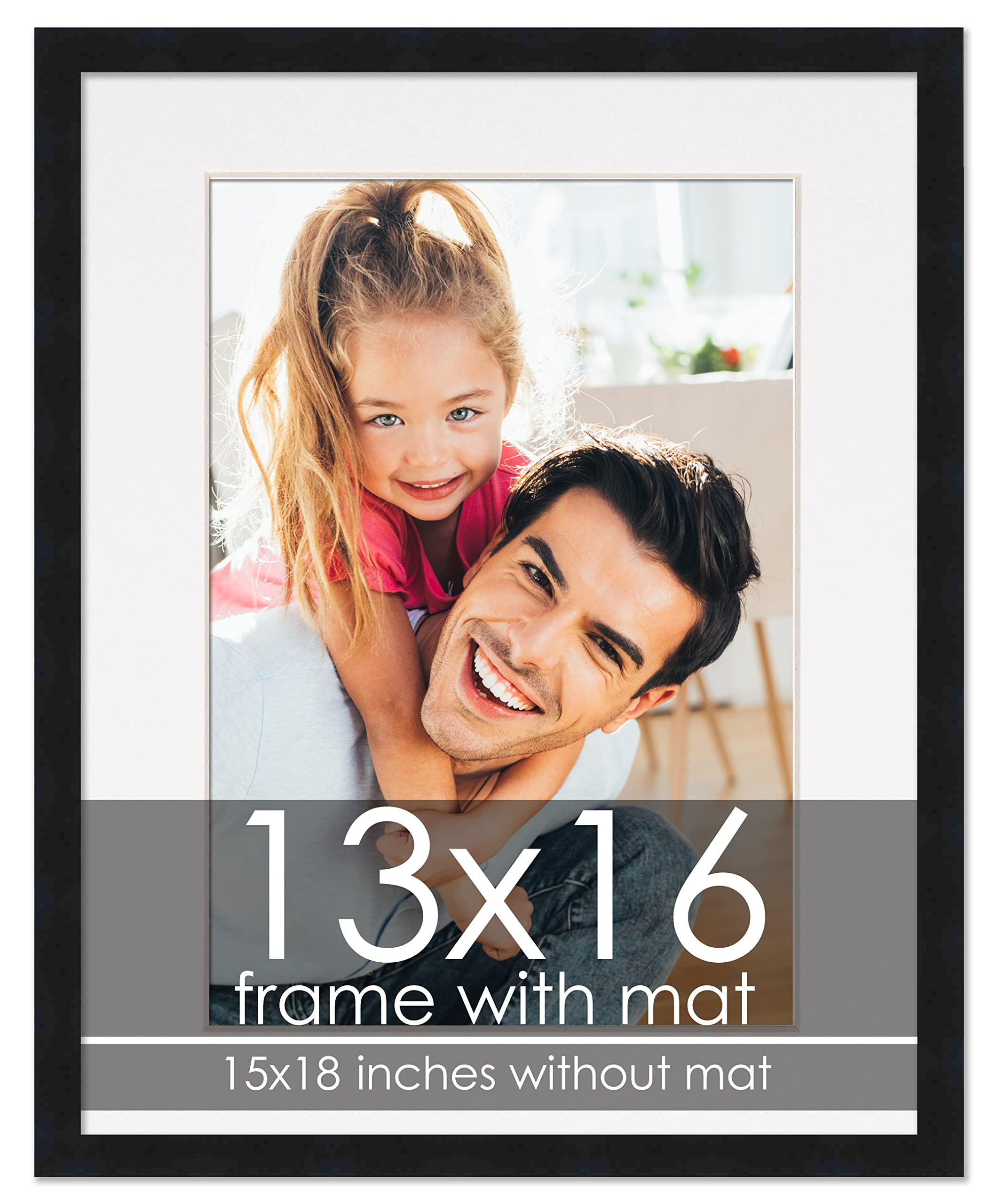 Amazon.com - 13x16 Frame with Mat - Black 15x18 Frame Wood Made to ...