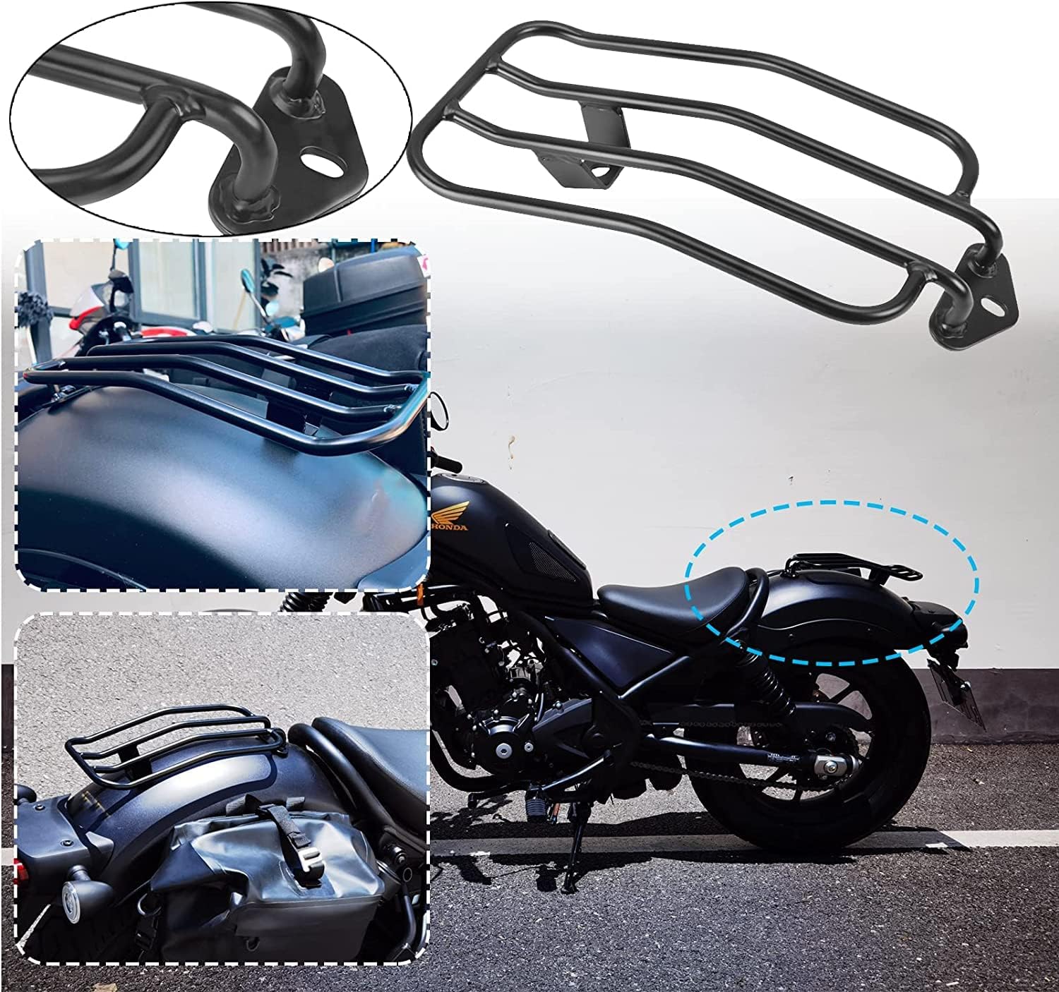 Amazon.com: TAZGANTAX Black Motorcycle Rear Fender Rack Solo Seat ...