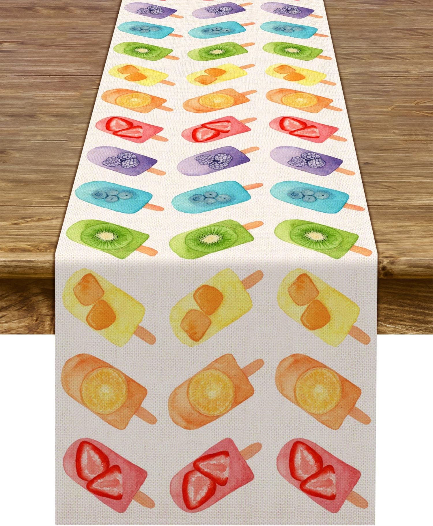 Amazon.com: Linen Yellow Ice Cream Hello Summer Table Runner Summer ...