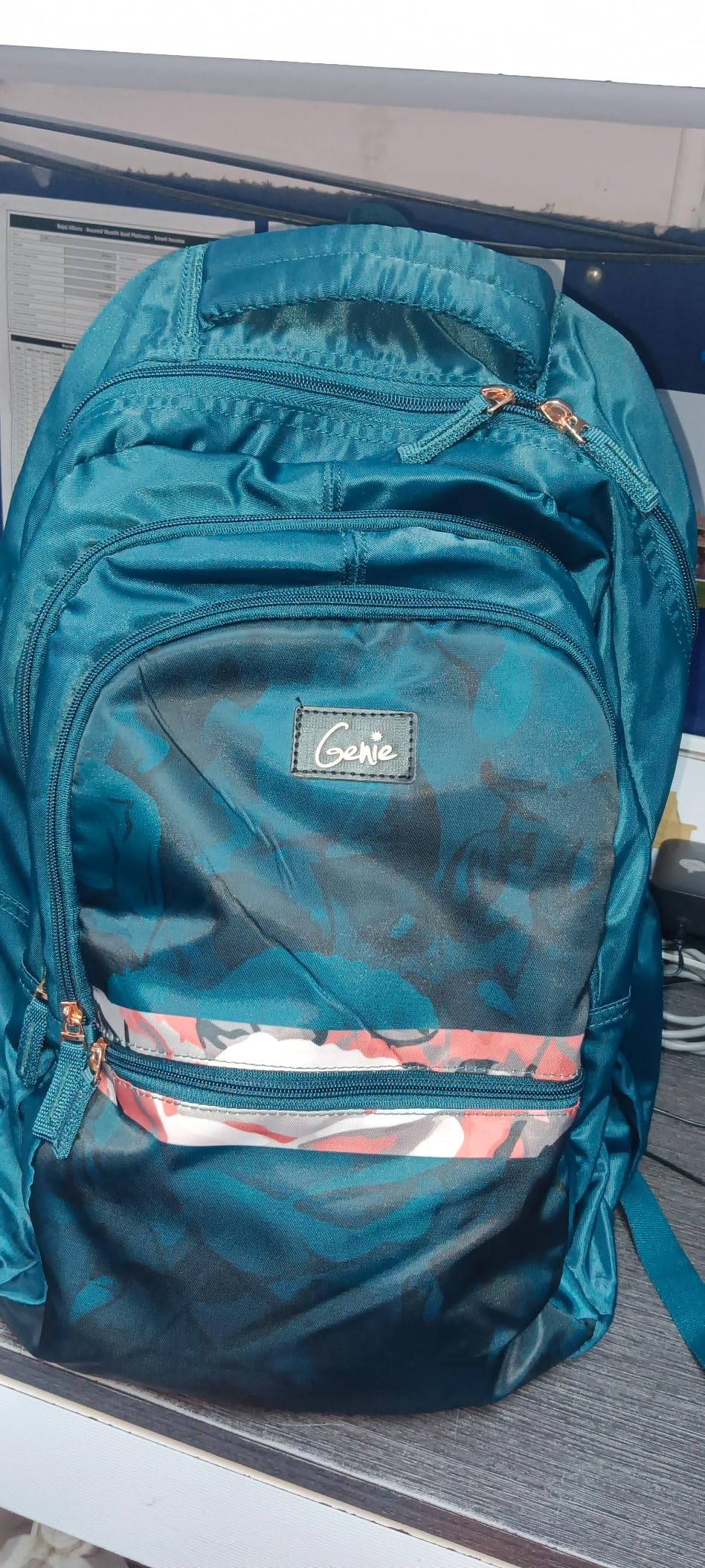 Genie Enigma Laptop Backpack for Women in Dark Green colour. 3 zips ...