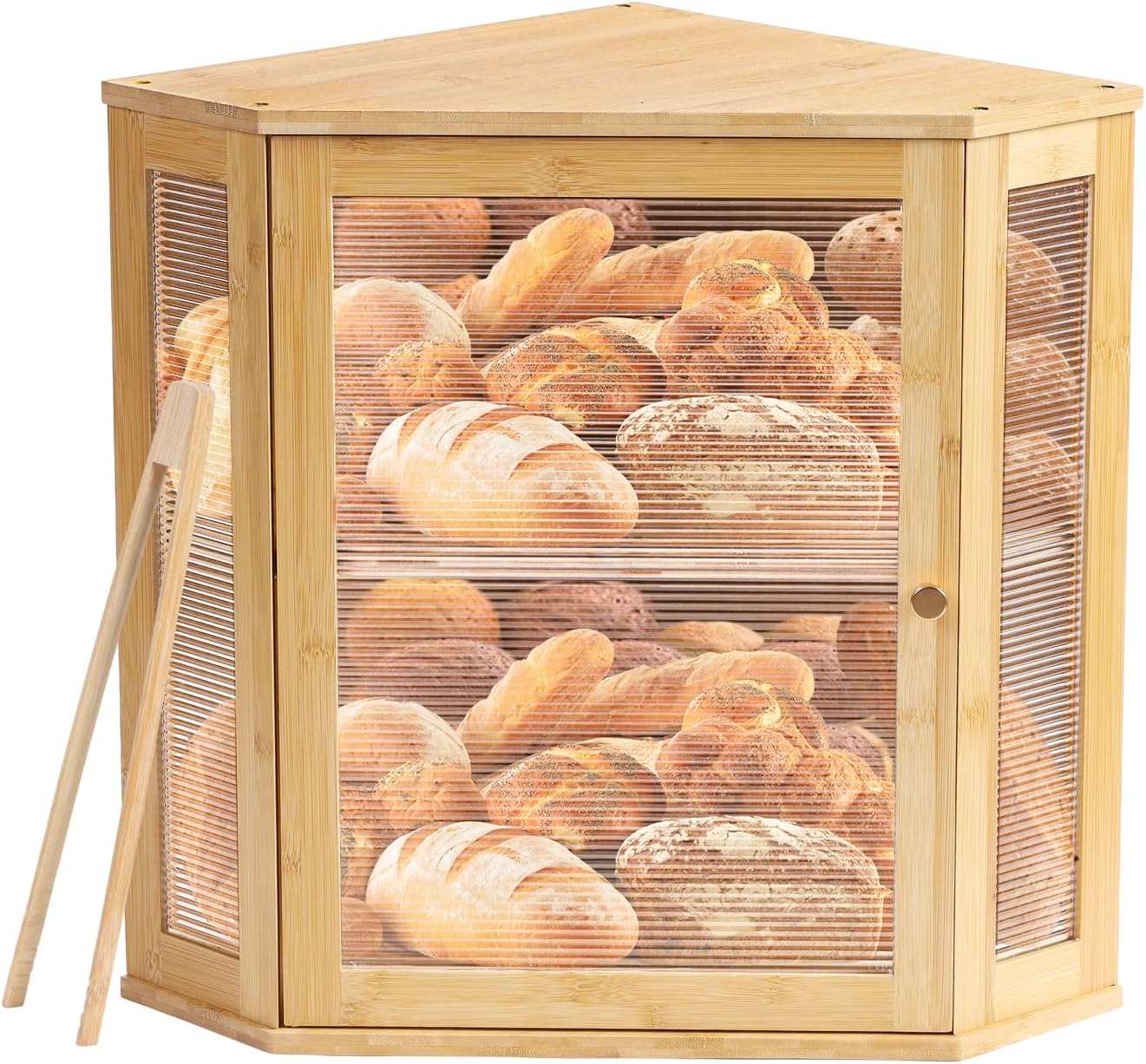 Amazon.com: LByng Extra Large Bread Box, Corner Bread Box for Kitchen ...