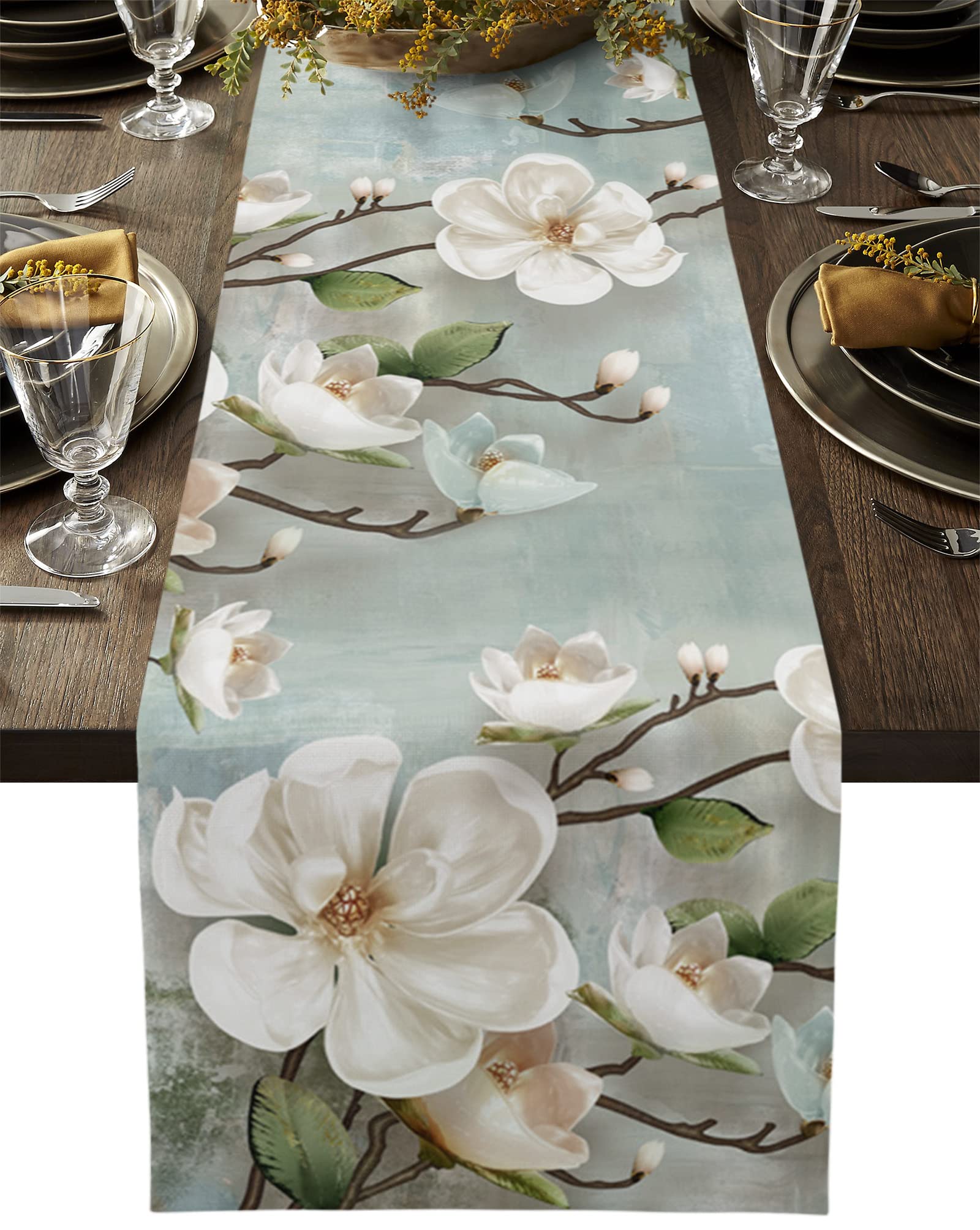 Amazon.com: Watercolor Flower Table Runner 13x60 Inch Modern Painting ...