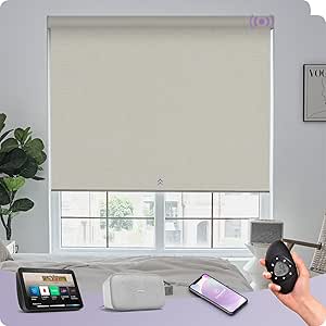 Amazon.com: Graywind Smart Blackout Roller Shades Compatible with Alexa Google Triple Weaved ...