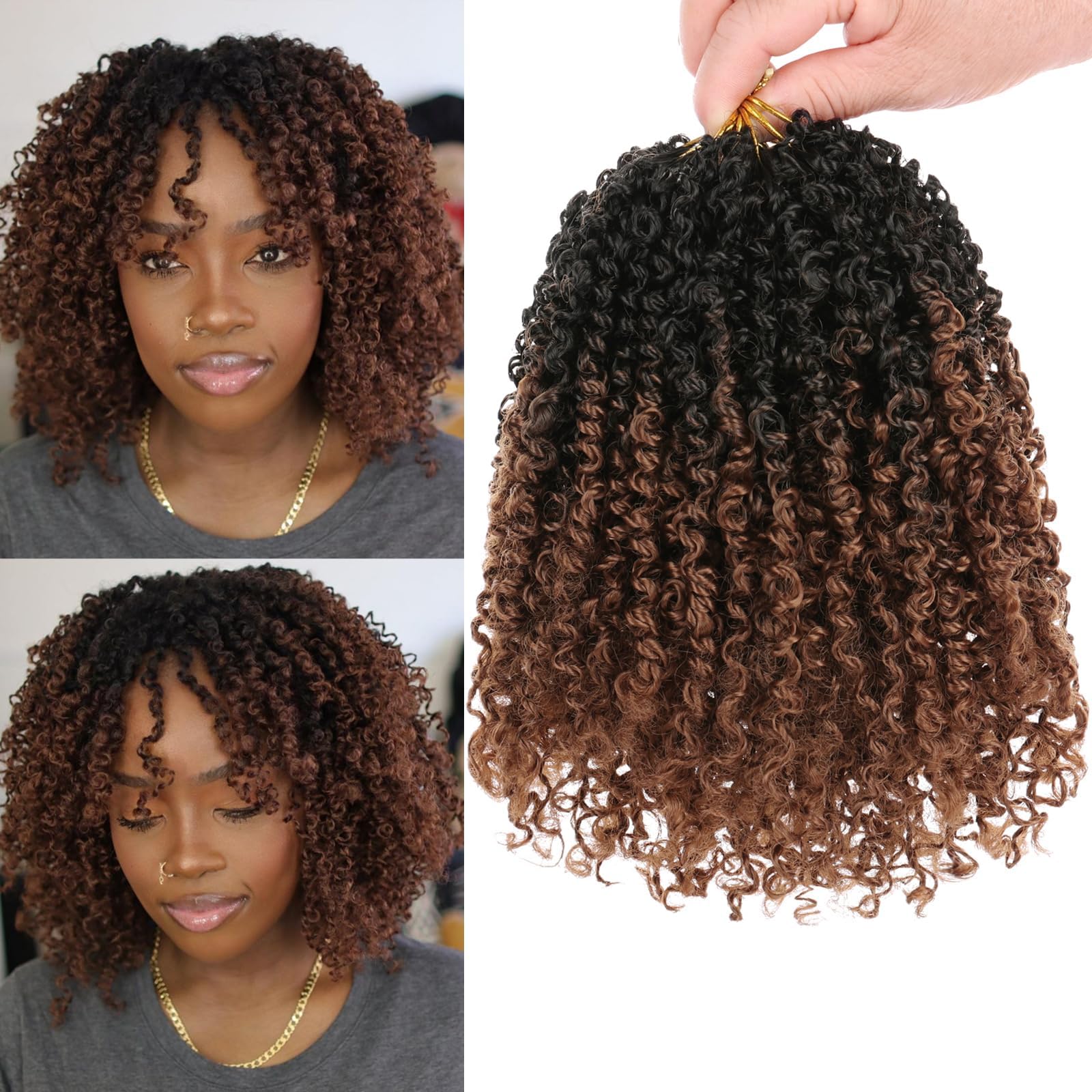 Amazon.com : Aksice Pre-looped Yanky Twist Crochet Hair 8 Inch 8 Packs ...