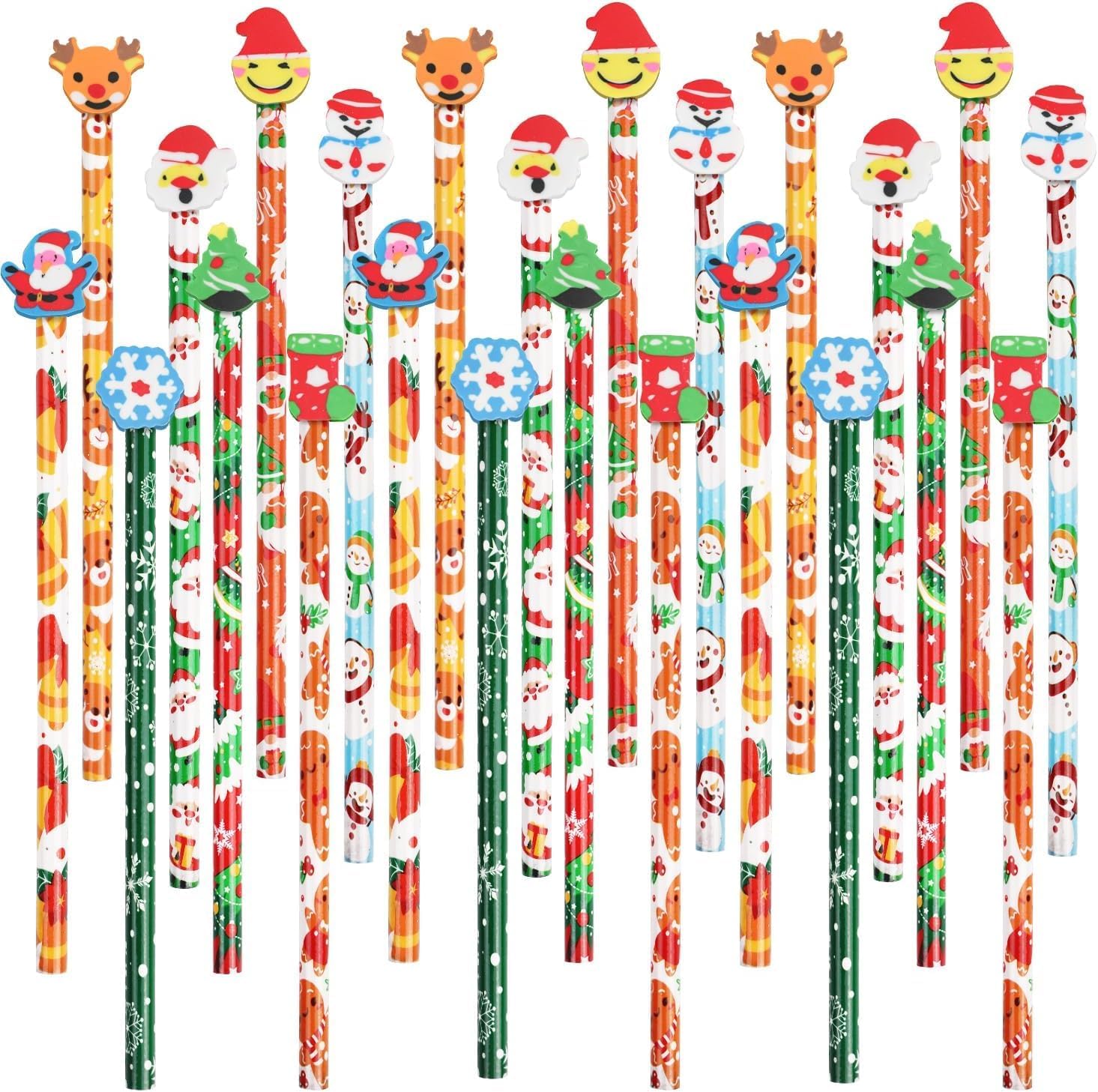 VEYLIN Christmas Pencils, 48 Pack of Xmas Pencils with Erasers Kids ...