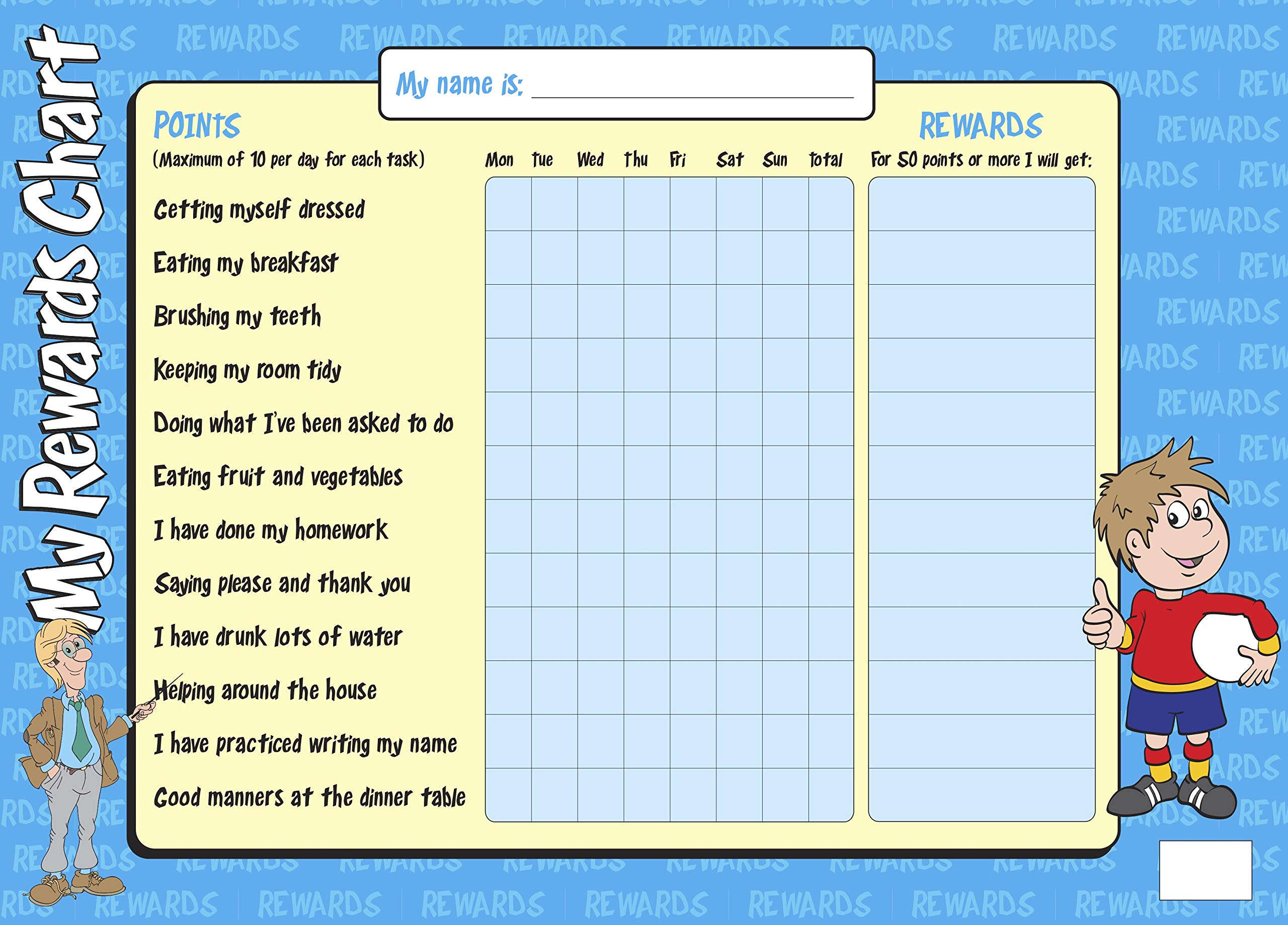 Boys Reward Chart Educational Posters And Colourful Wall Charts For ...