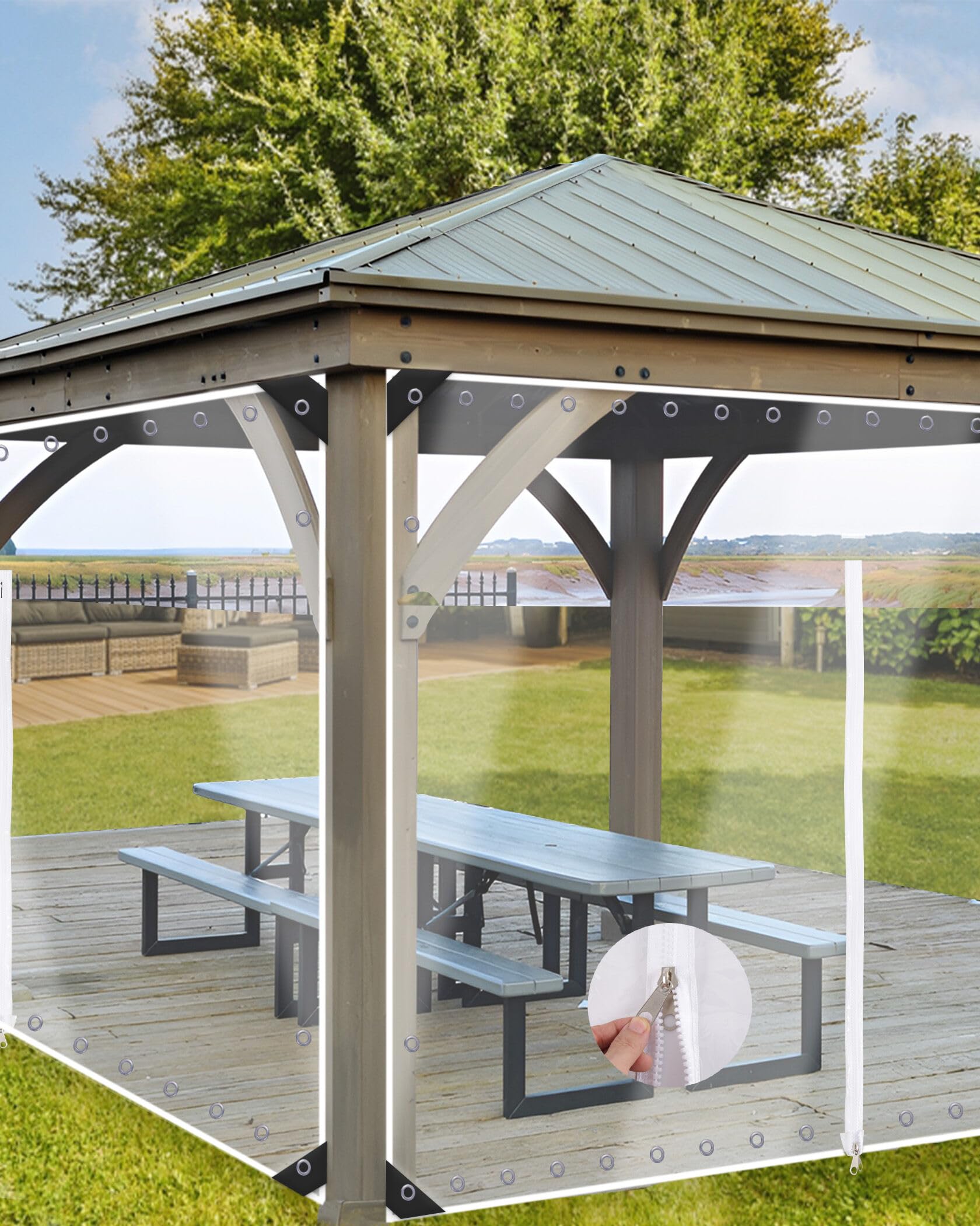 Amazon.com: Erfolkerz 8'H x15'W Outdoor Vinyl Curtain 19oz Clear Tarps ...