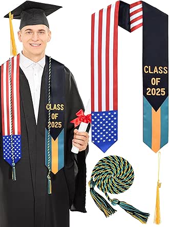 Amazon.com: Kuabiz Graduation Stole Class of 2025 with Cap Tassel and ...