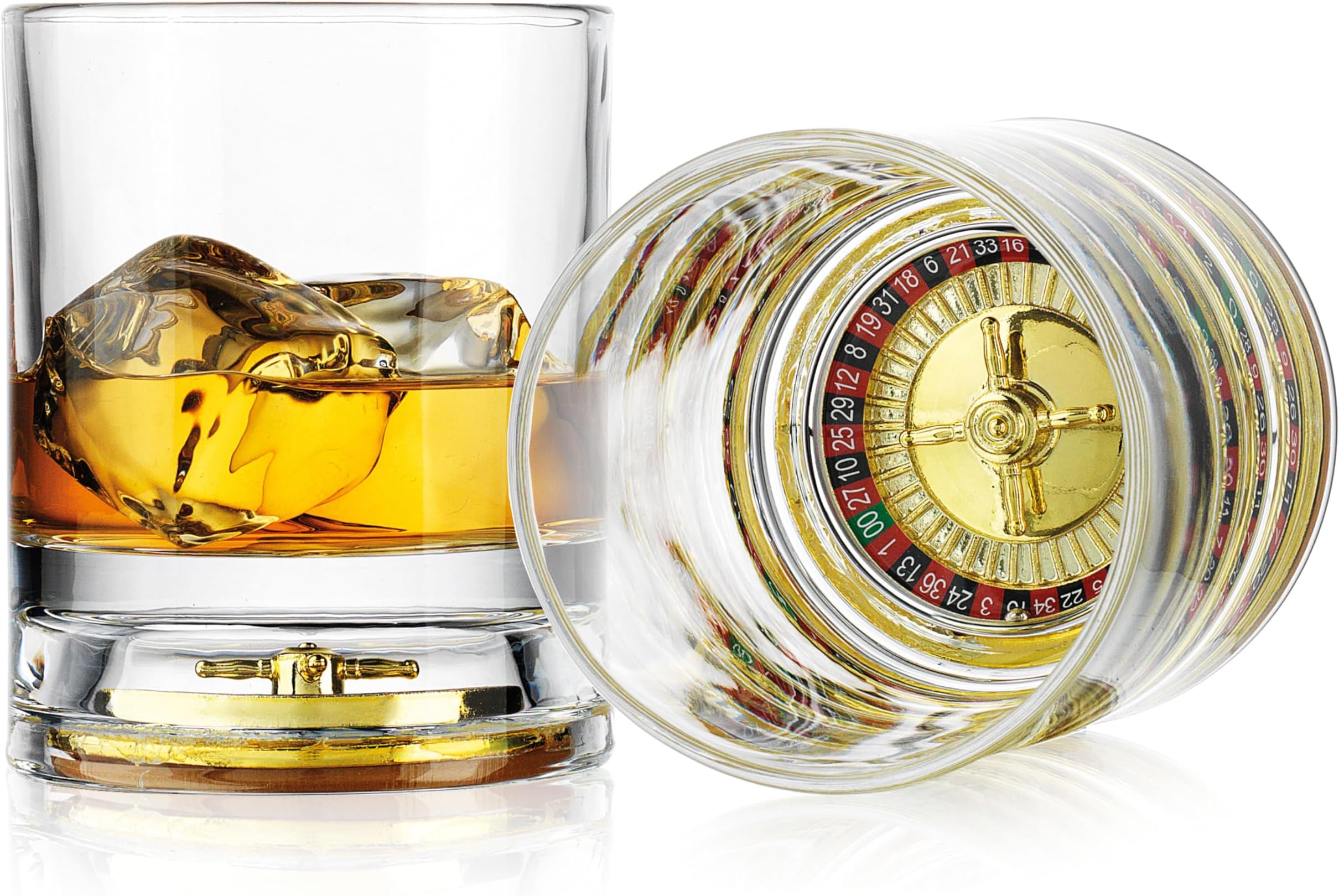 Amazon.com | Godinger Whiskey Glass with Mini Working Roulette Wheel ...