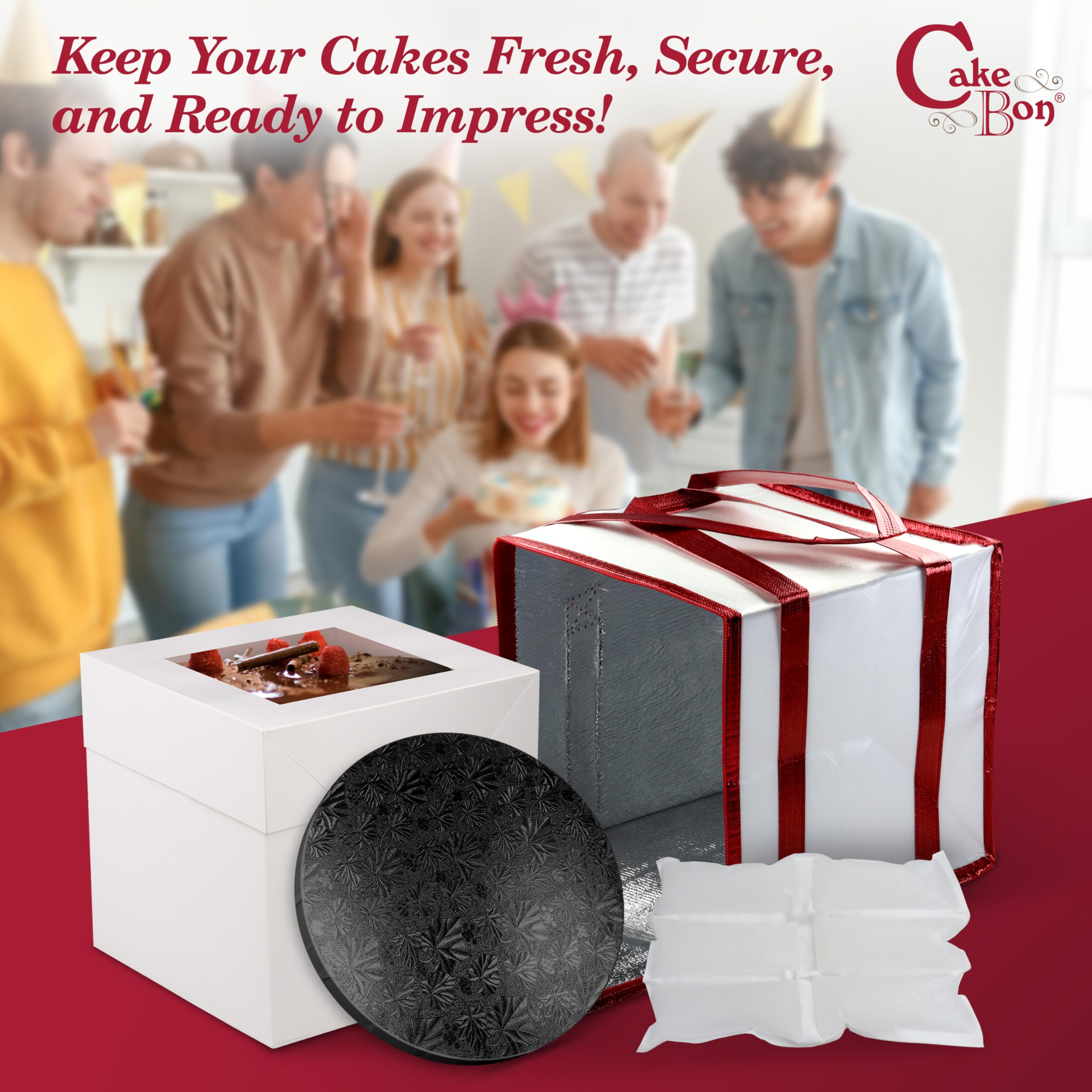 Snapklik.com : Cakebon Cake Box And Boards, 12 Inches Round Black ...