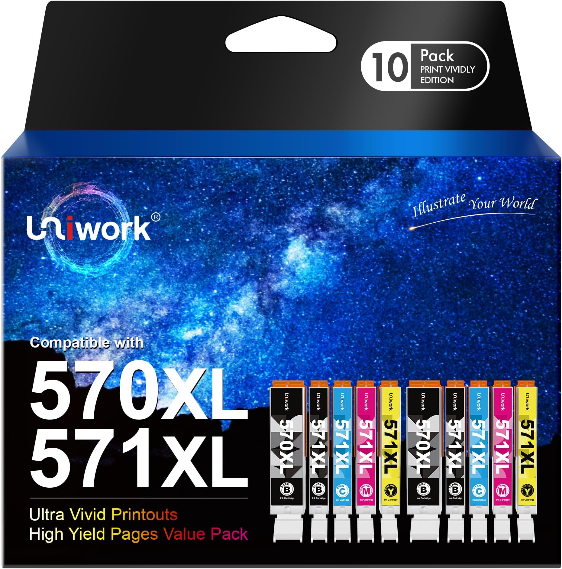 Uniwork Compatible Ink Cartridge Replacement for Canon PGI-570XL CLI ...