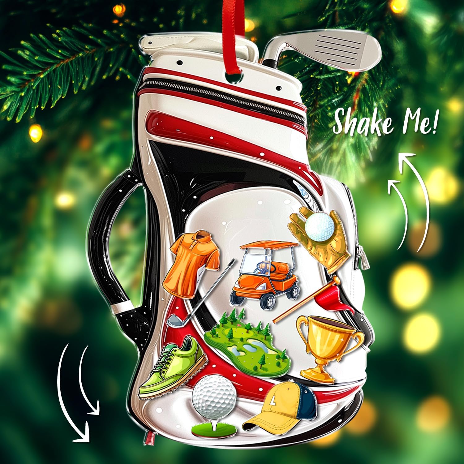 Amazon.com: Funny Acrylic Shaking Ornament for Golfers - Xmas Golf Bag ...