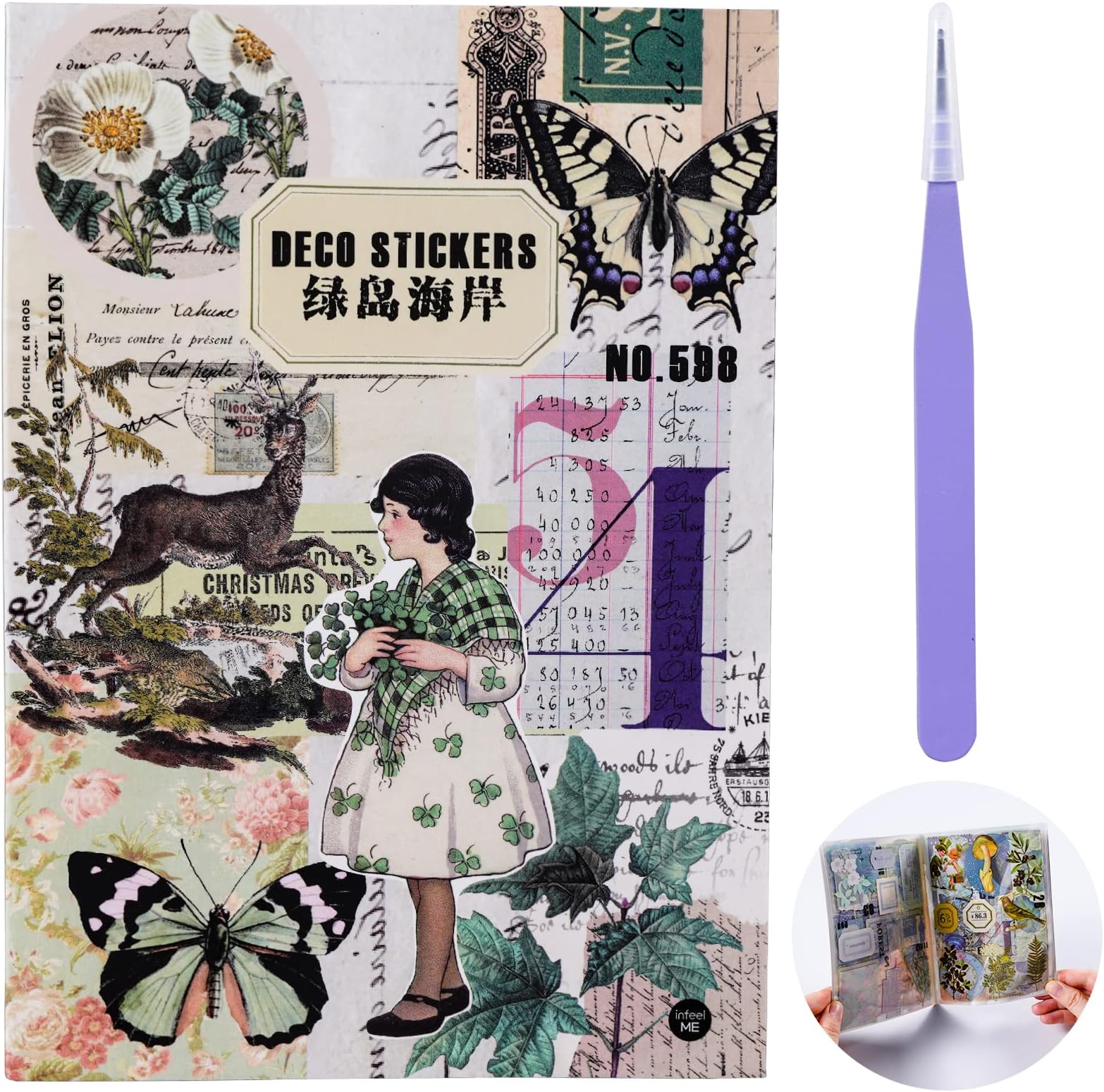 20 Sheets Vintage Aesthetic Stickers Book for Journaling,Transparent ...