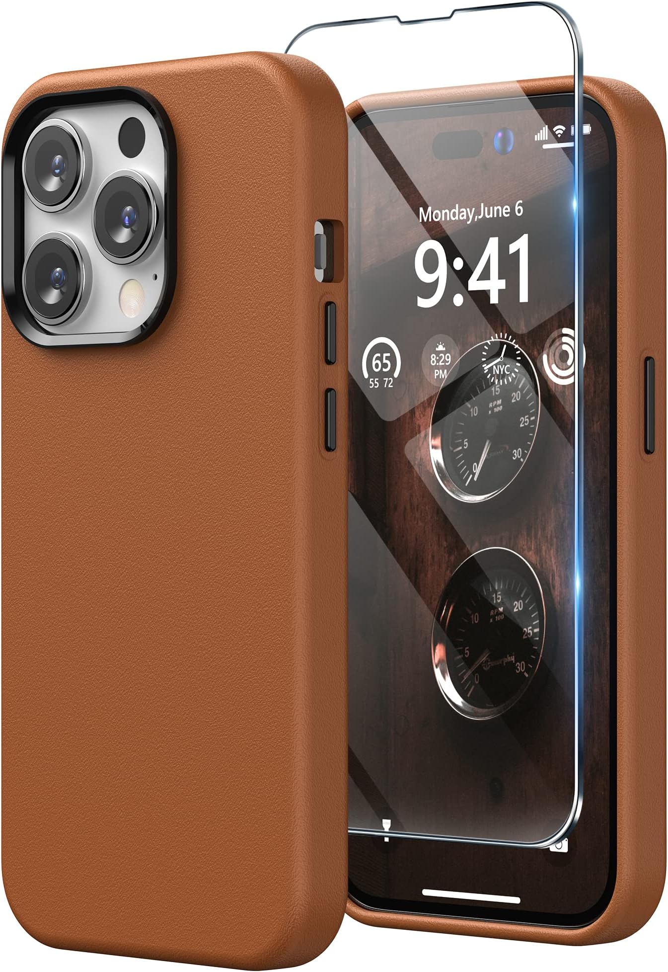 Sibada Coque iPhone 14 Pro Max Case Logo View Compatible avec Cuir ...