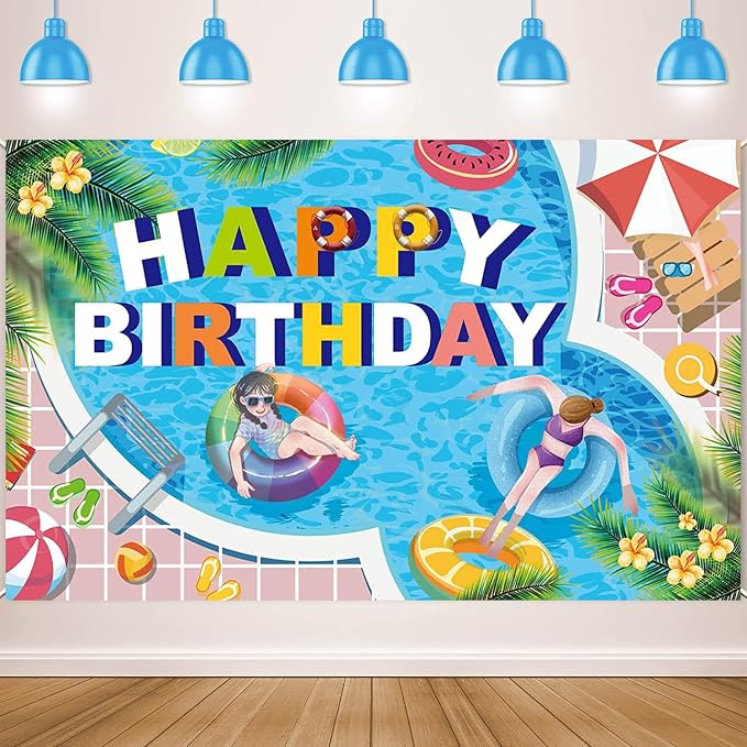 Amazon.com: Pool Party Backdrop, Summer Pool Party Decorations for Kids ...
