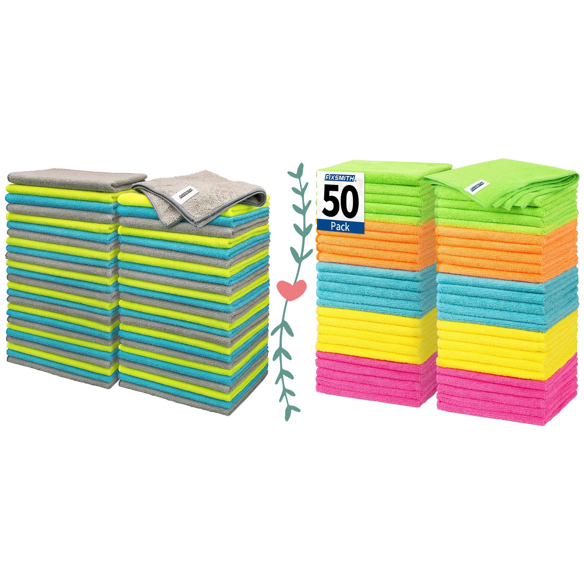 Amazon.com: FIXSMITH 16"X12"Microfiber Cleaning Cloth - Pack of 50 100 ...