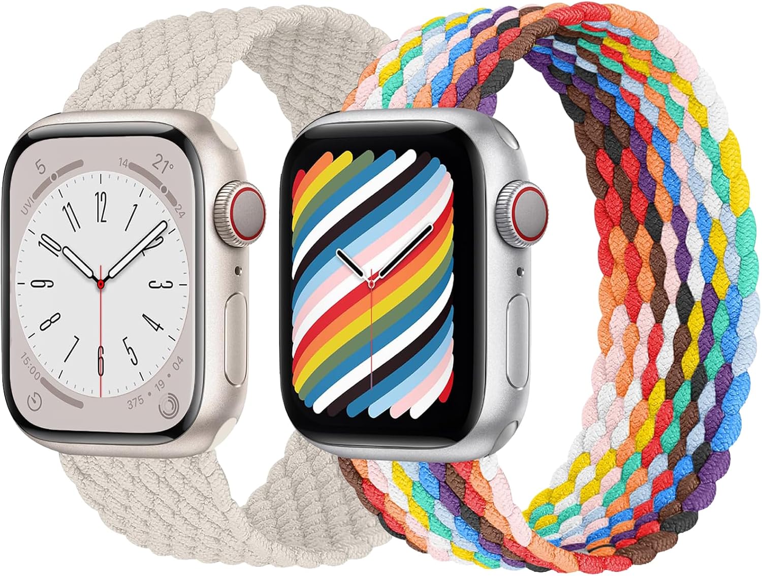 Amazon.com: 2 Pack Braided Solo Loop For Apple Watch Band 40mm 41mm ...
