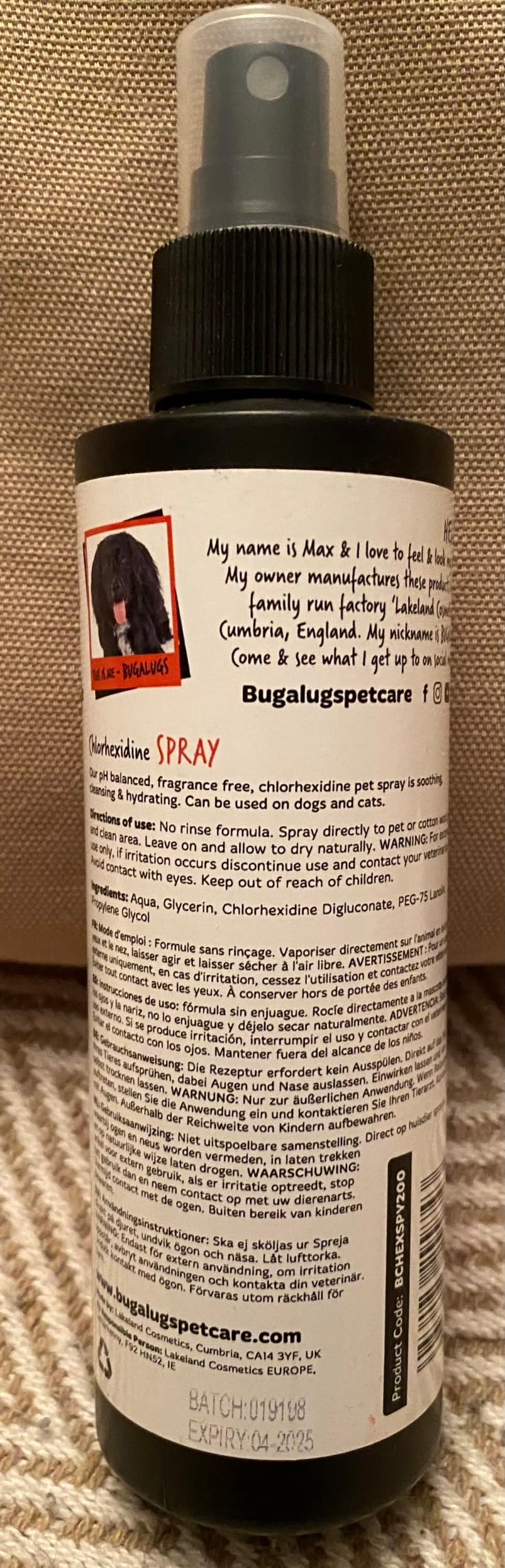 BUGALUGS Chlorhexidine Dog Spray for pawly skin - dog grooming pet ...