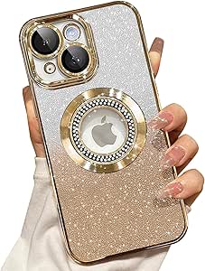 Amazon.com: Misscase for iPhone 14 Magnetic Glitter Case Compatible with MagSafe,Full Protection ...