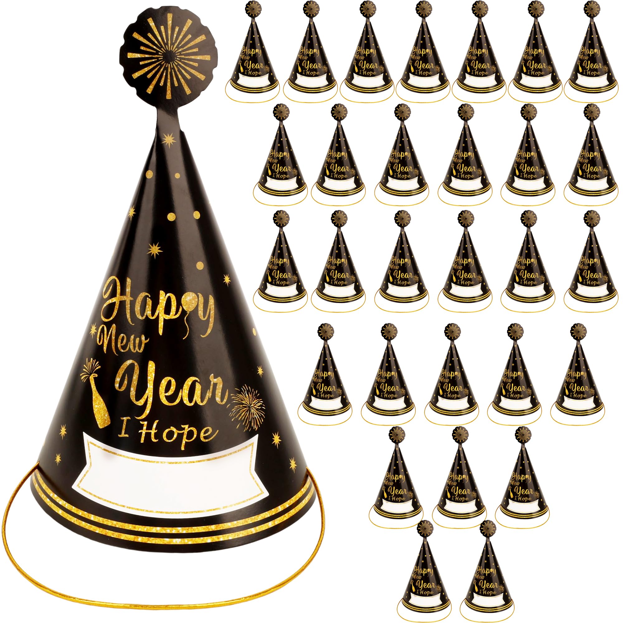 Amazon.com: 30 Pack Happy New Years Hats Paper Cone Hat New Years Eve ...