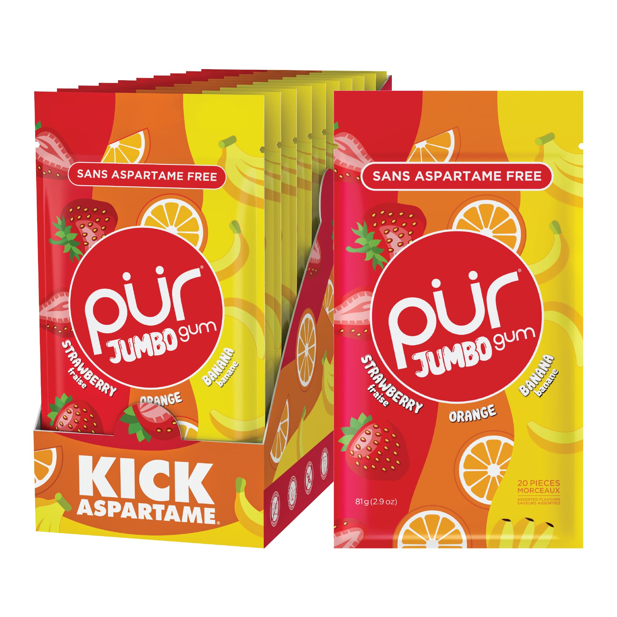 PUR Jumbo Gum | Aspartame Free Chewing Gum | 100% Xylitol | Natural ...