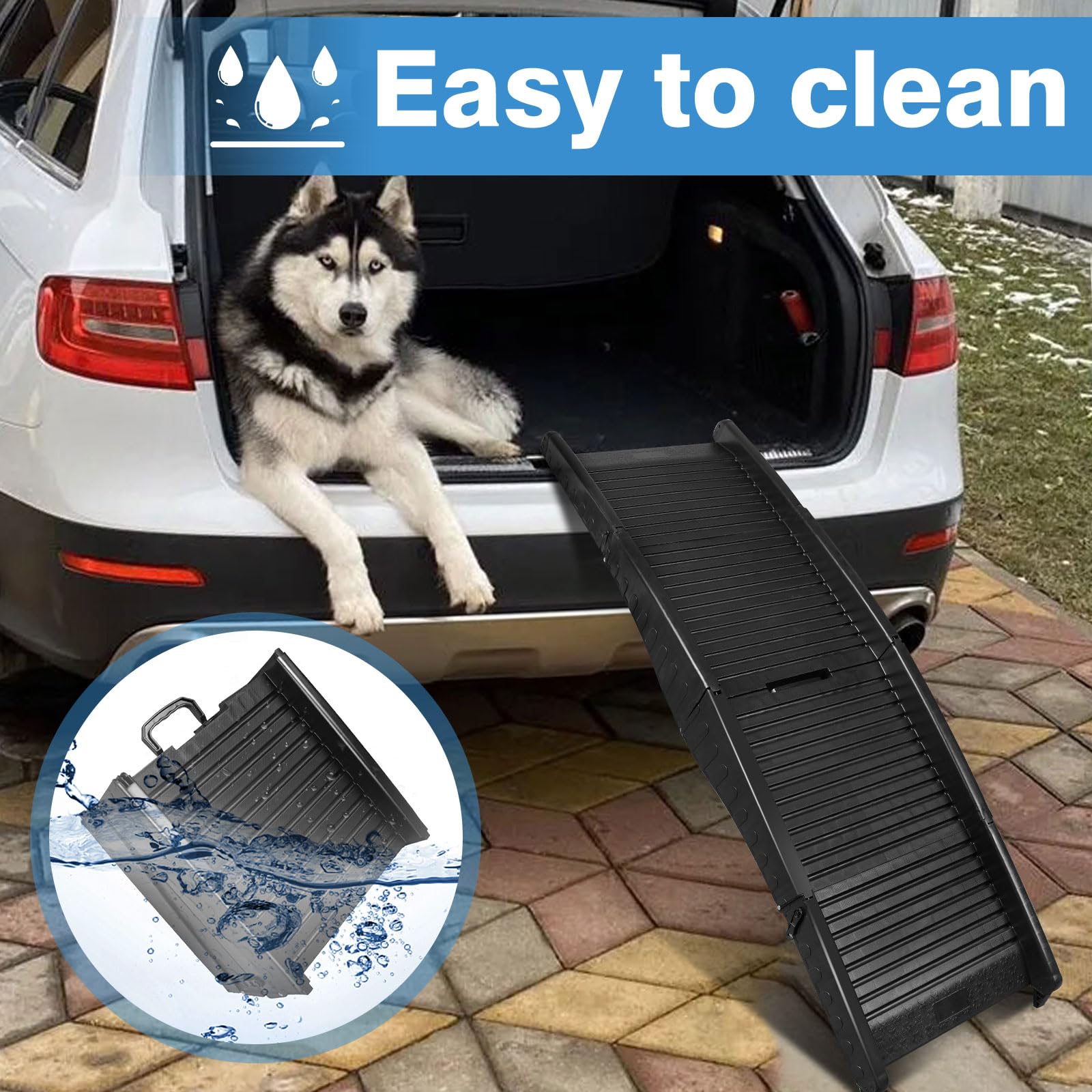 Dog Car Ramp, Folding Pet Steps for Medium and Large Dogs, Non-Slip ...