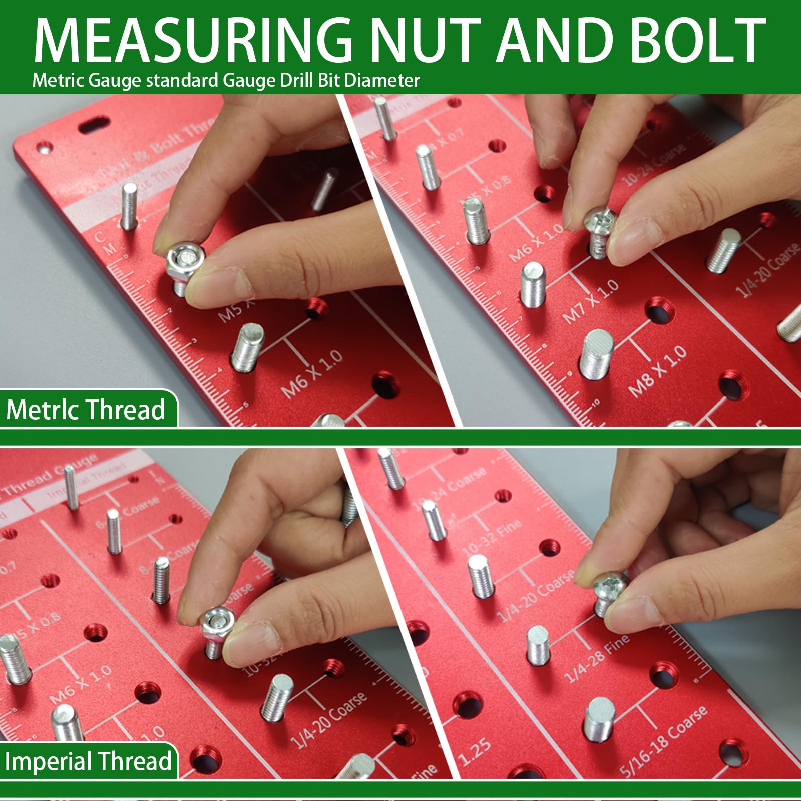 Feeler Gauge 44-Piece Thread Checker Set - Nut And Bolt Size Gauge For ...