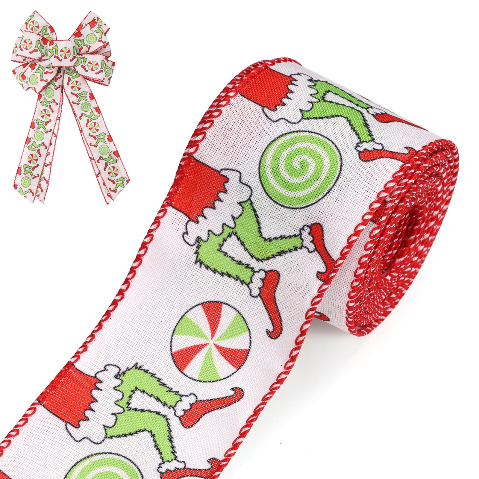 Amazon.com: Christmas Ribbon for Tree, Red Green Funny Xmas Cartoon ...