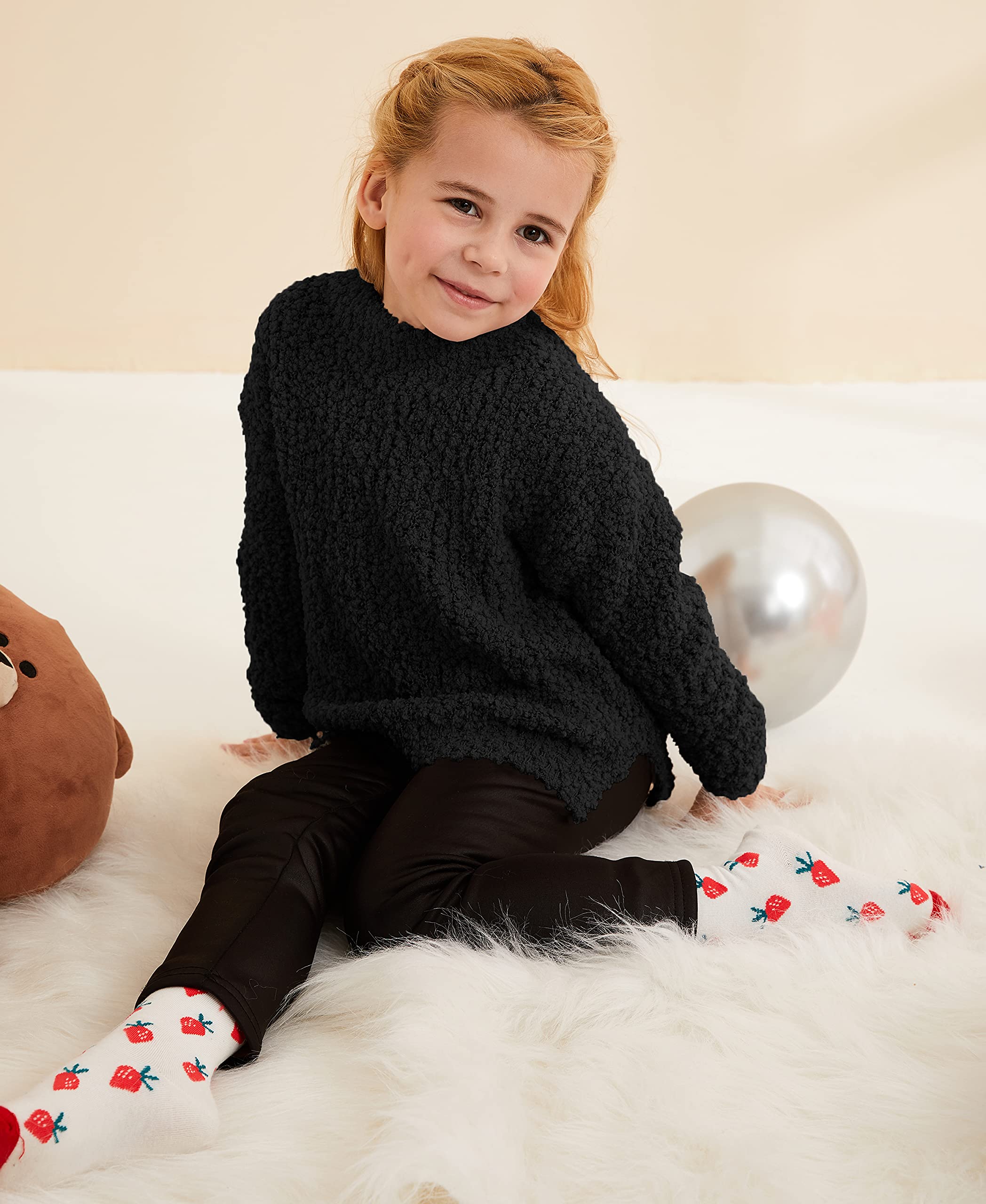 Snapklik.com : Girls Sweaters Fuzzy Knit Kids Cozy Popcorn Fall Winter ...