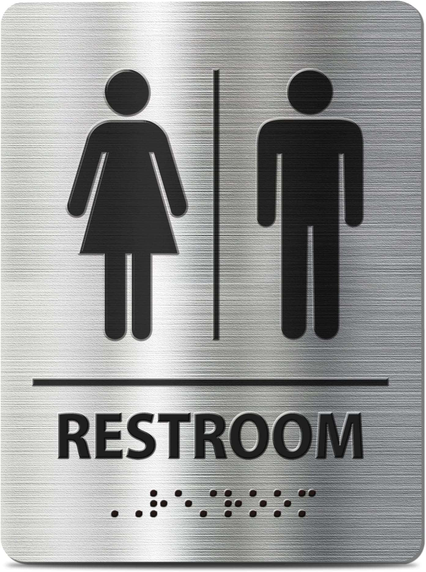 Amazon.com : Restroom Sign with Braille – Unisex ADA Compliant Bathroom ...