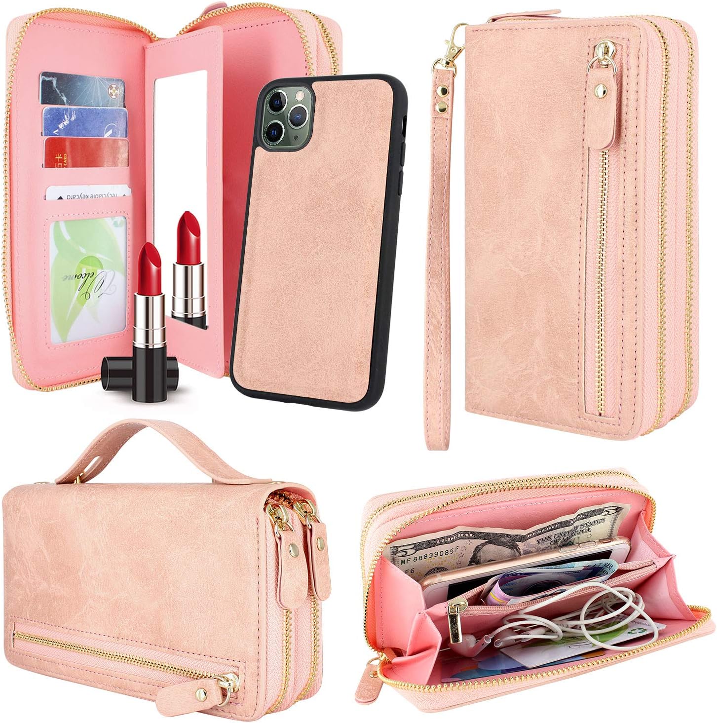 Amazon.com: Harryshell Multi Zipper Detachable Magnetic Wallet Case ...