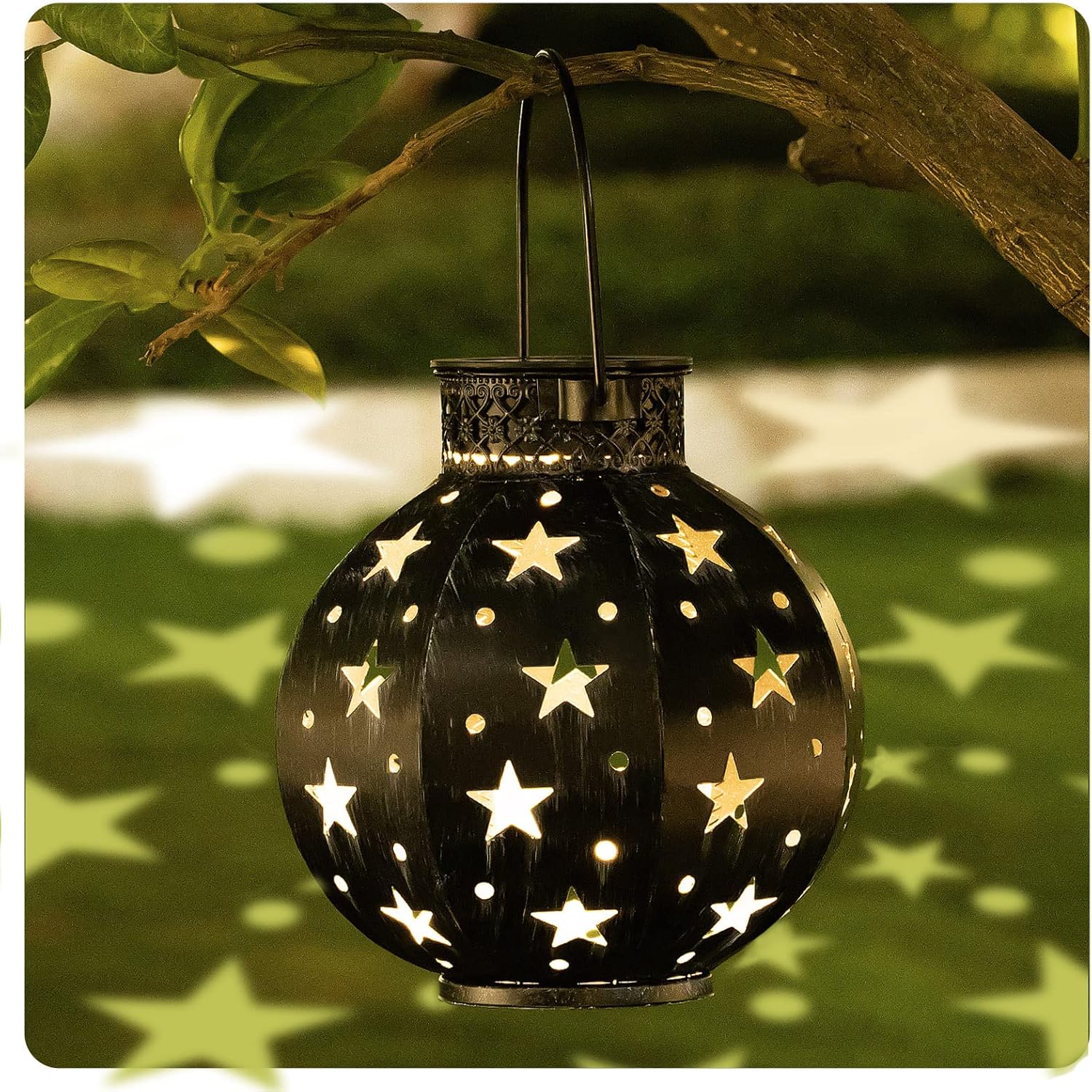 Amazon.com: BEAU JARDIN 4 Pack Hanging Solar Lanterns Stars Lights ...
