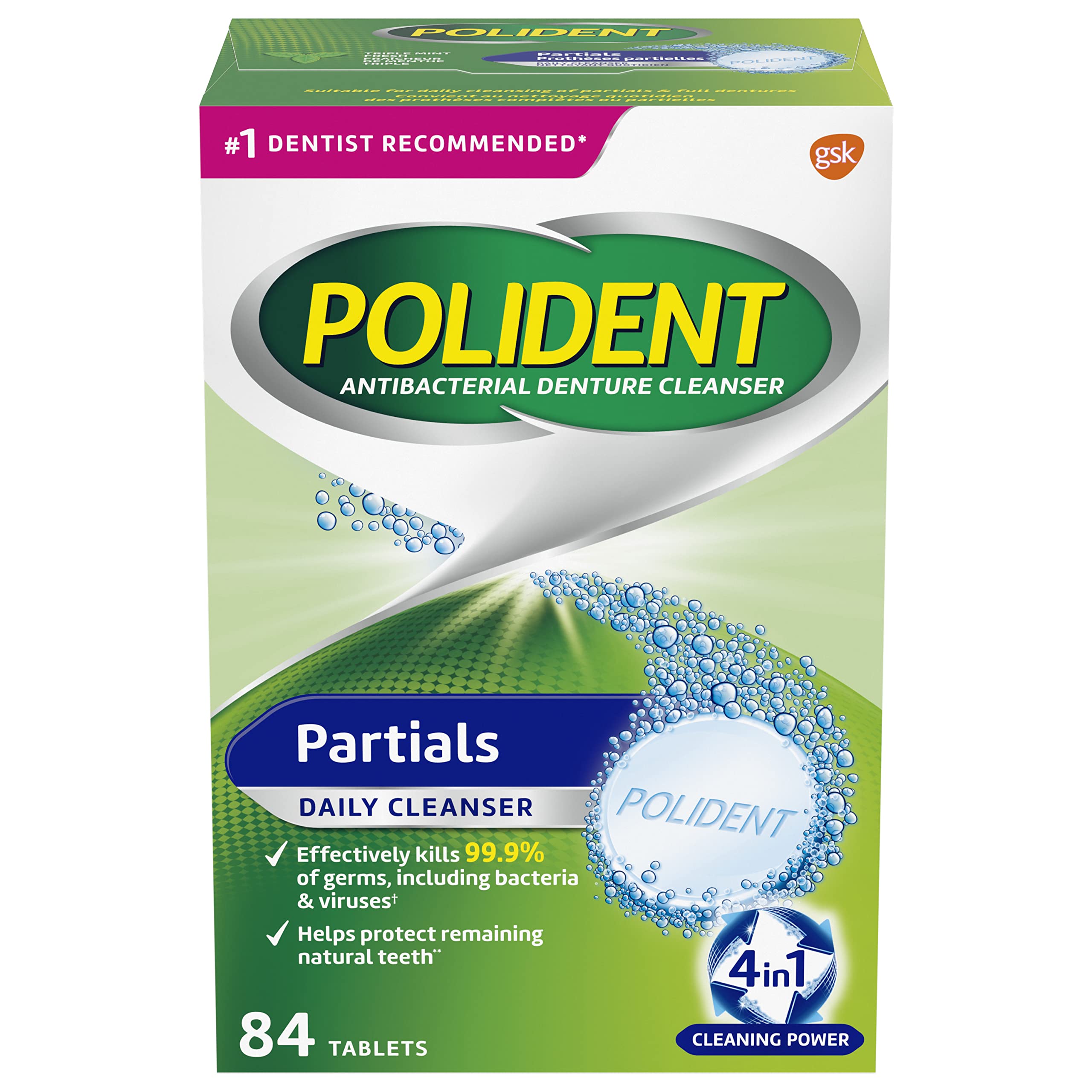 Amazon.com : Polident Partials Denture Cleaning Tablets, Triple Fresh ...