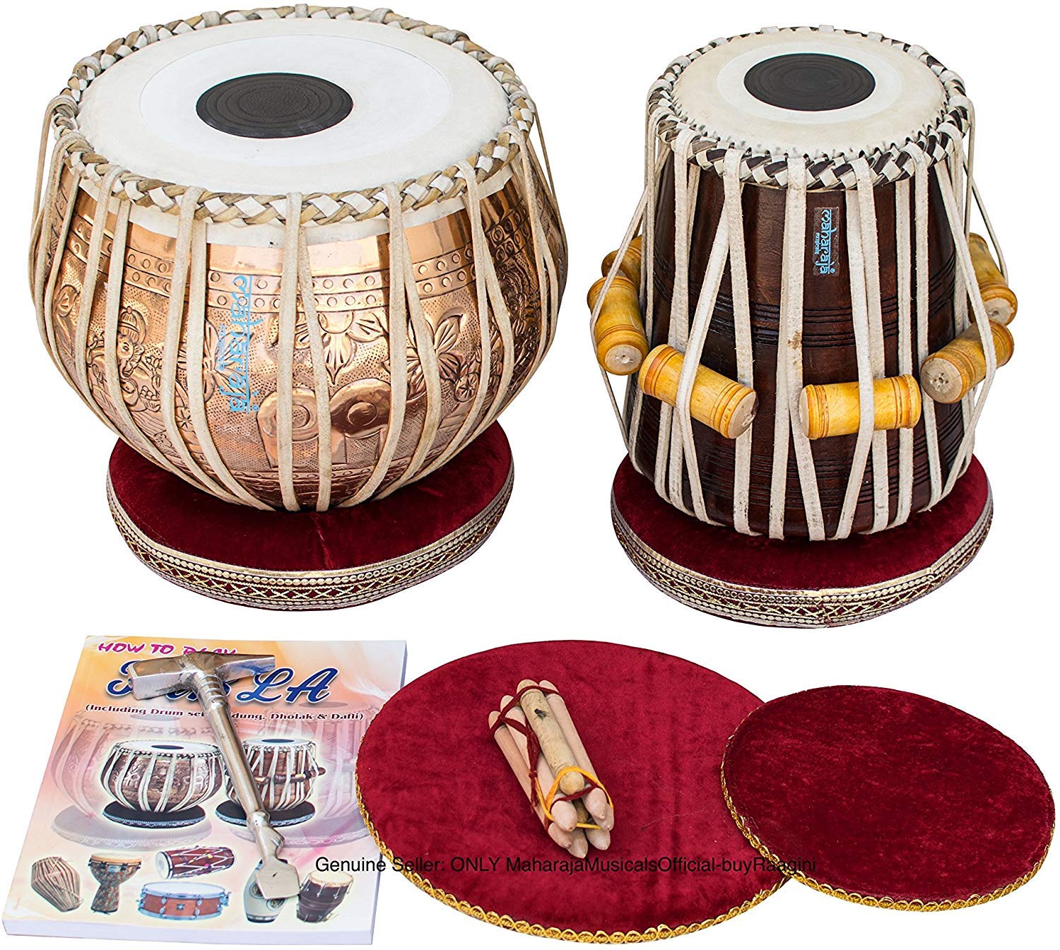 Buy Maharaja Musicals Tabla Set, Professional, 3.5 Kg Copper Bayan ...